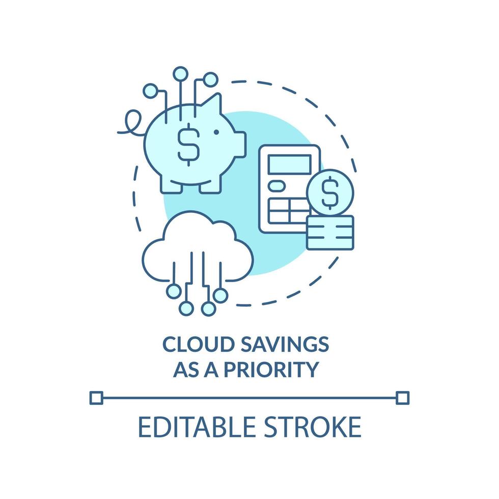 Cloud savings as priority turquoise concept icon. Storage computing ...