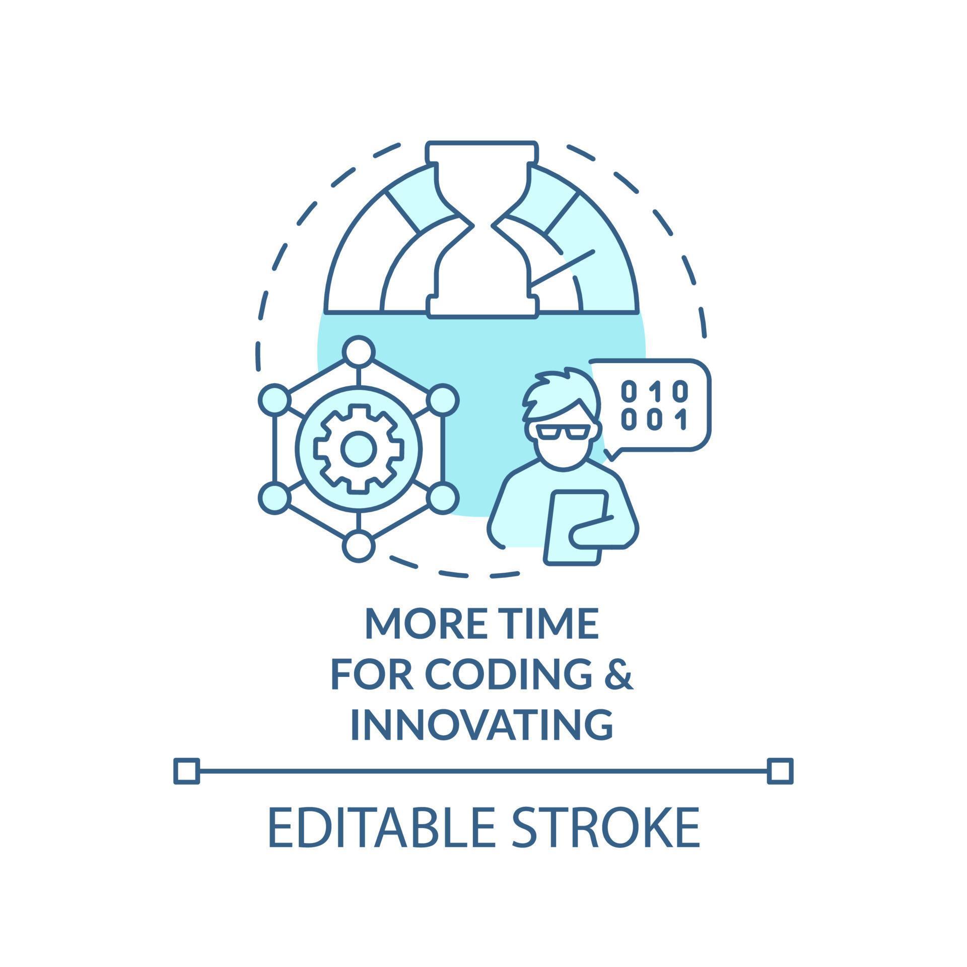 More Time For Coding And Innovation Turquoise Concept Icon Cloud