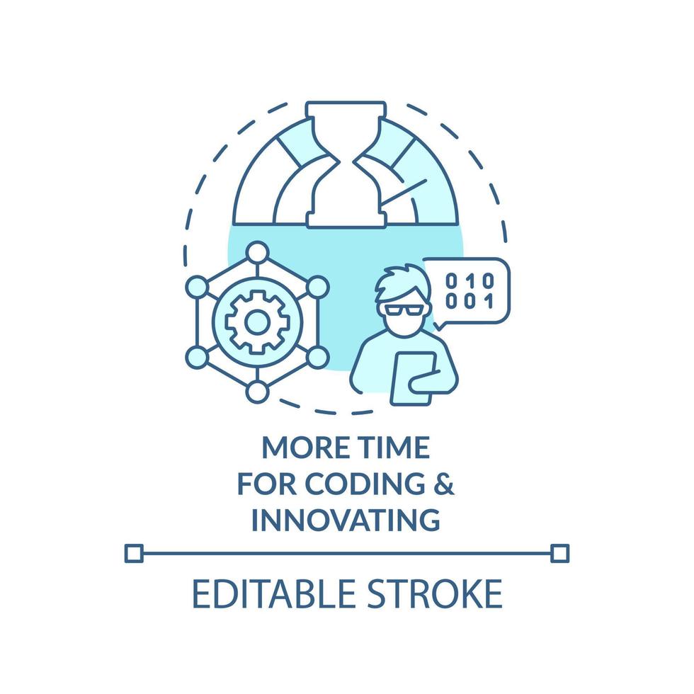 More time for coding and innovation turquoise concept icon. Cloud ...