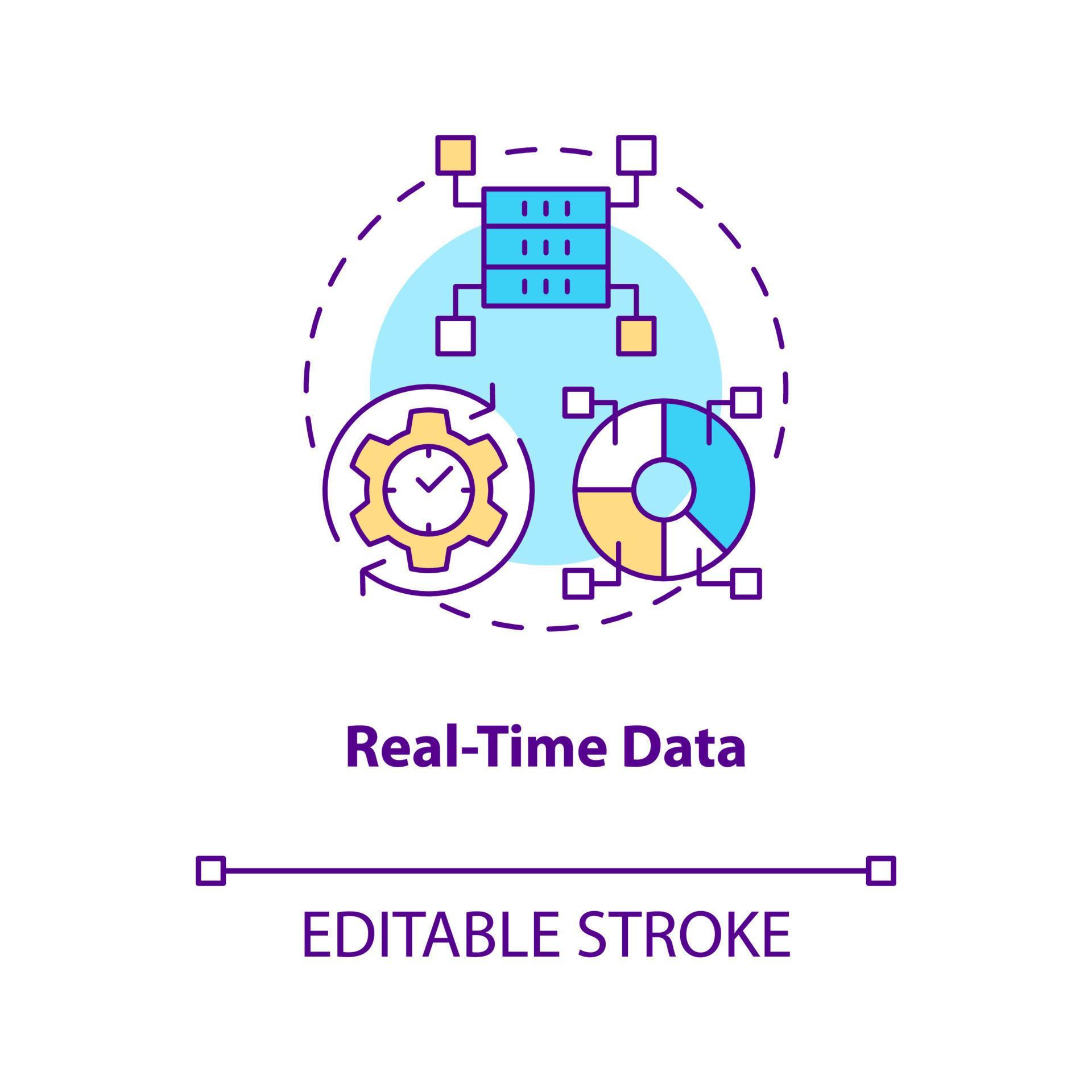Real time data concept icon. Technology development. Information ... Real time data concept icon. Technology development. Information ...