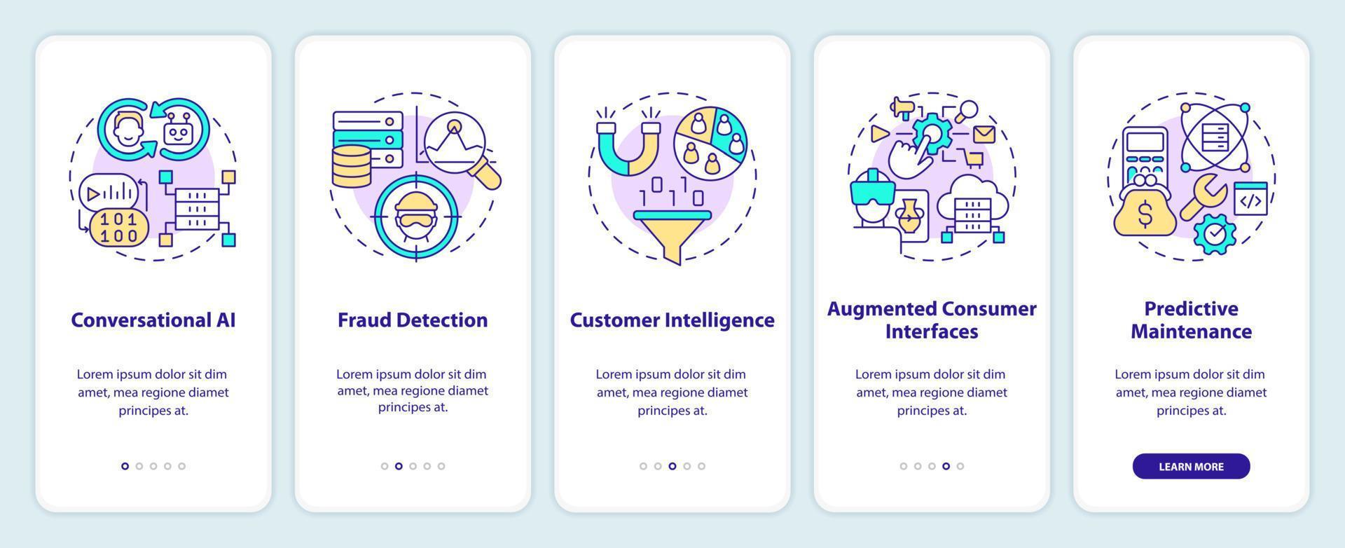 Ai And Data Science Business Solutions Onboarding Mobile App Screen Walkthrough 5 Steps