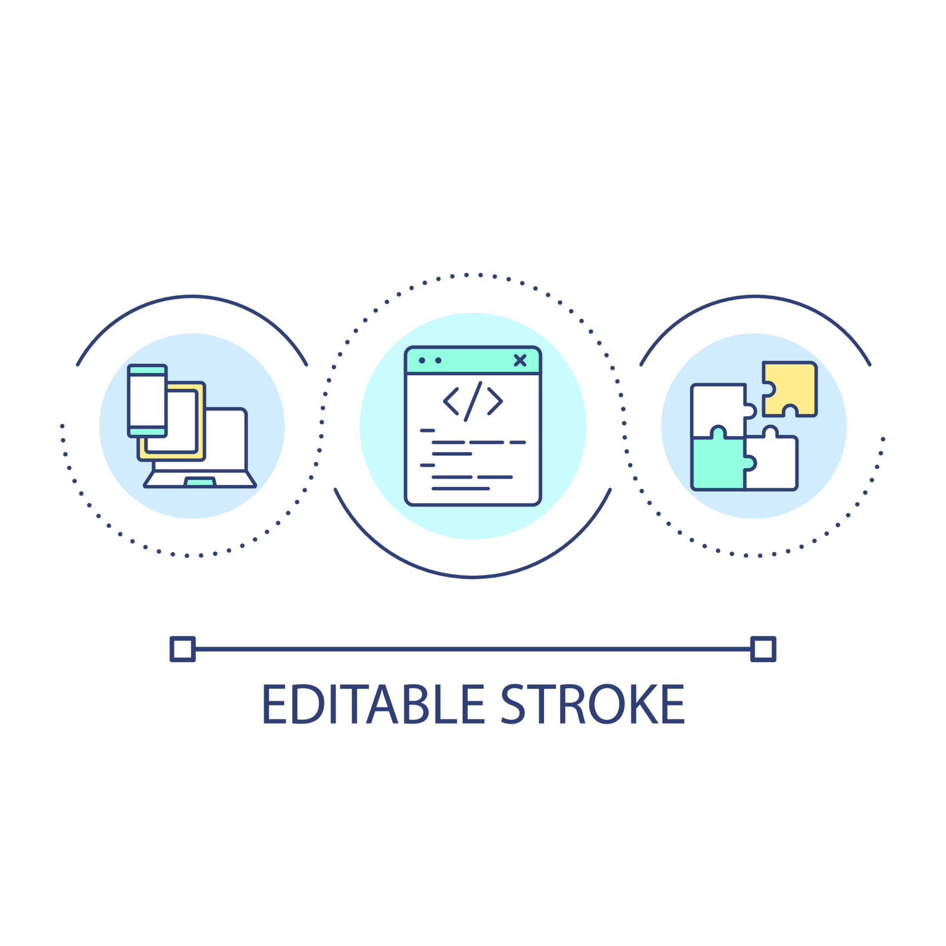 Source code portability loop concept icon. Computer science abstract idea thin line illustration ...