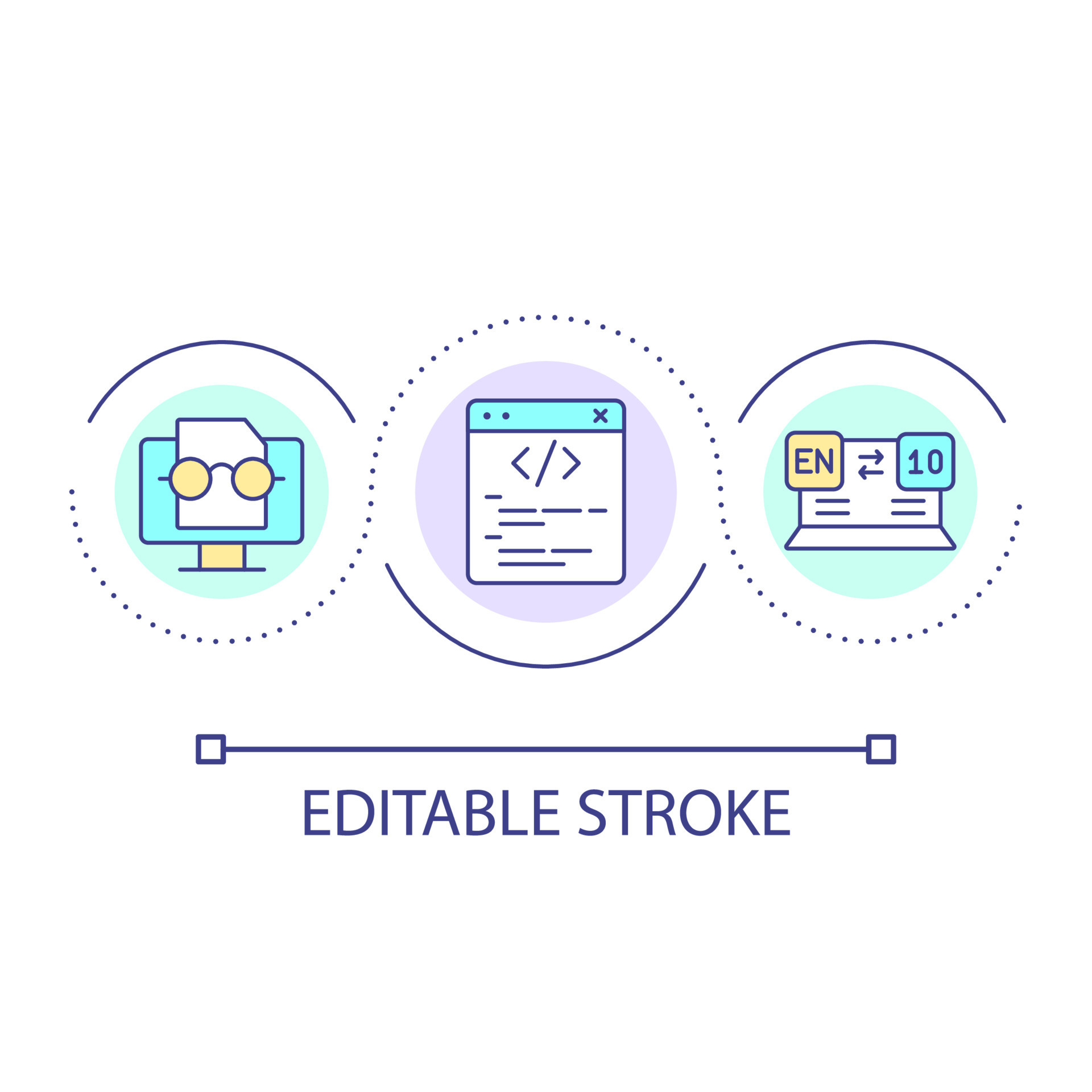 Fourth-generation language loop concept icon. English-like words using ...