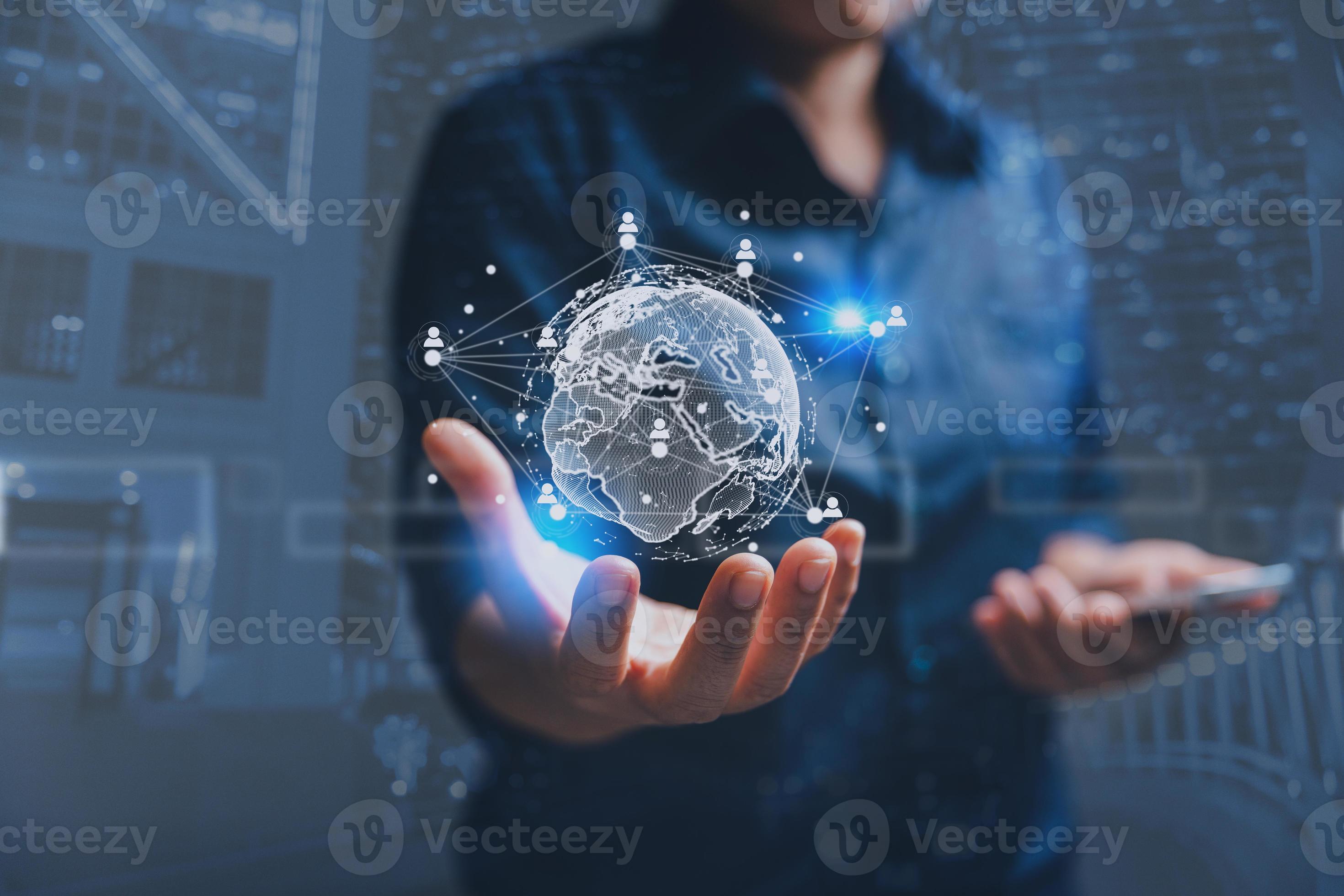 Big data analytics and business intelligence concept. Business person ...