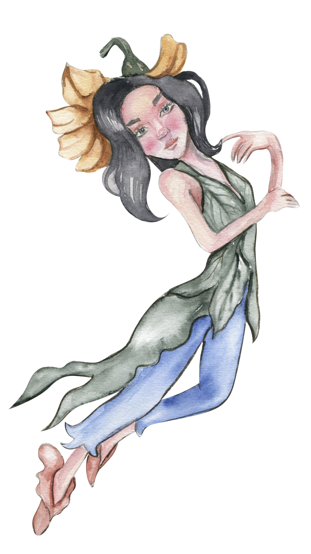 Fada Dos Desenhos Animados Em Aquarela Com Asas Mágicas Mão Em