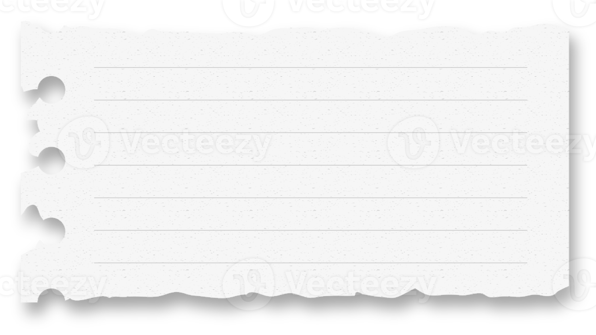 White notebook paper with all edges ripped 18795025 PNG