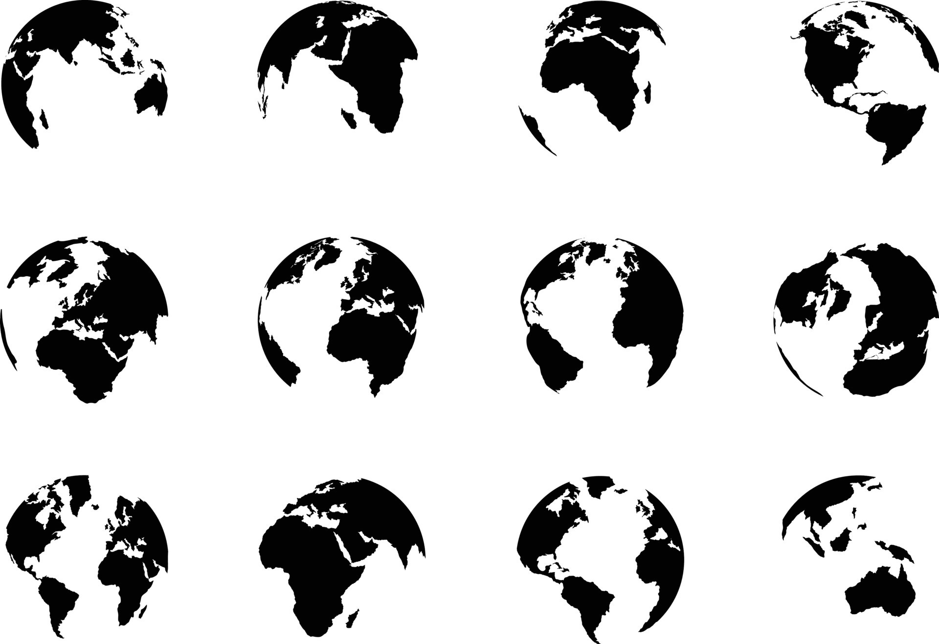 A collection of vector globes for artwork compositions and ...