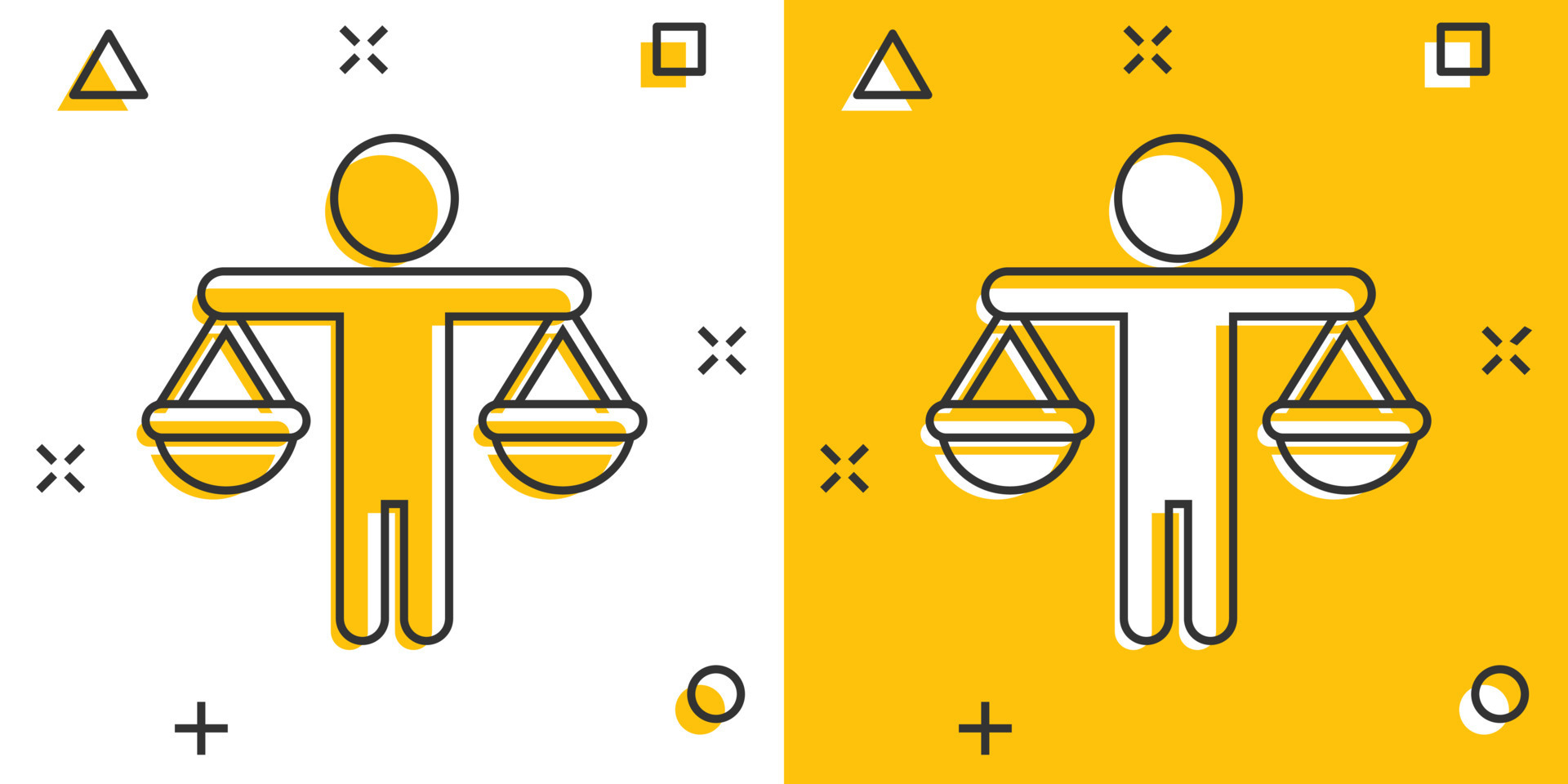 Icono De Equilibrio ético En Estilo Cómico Ilustración De Vector De Dibujos Animados De