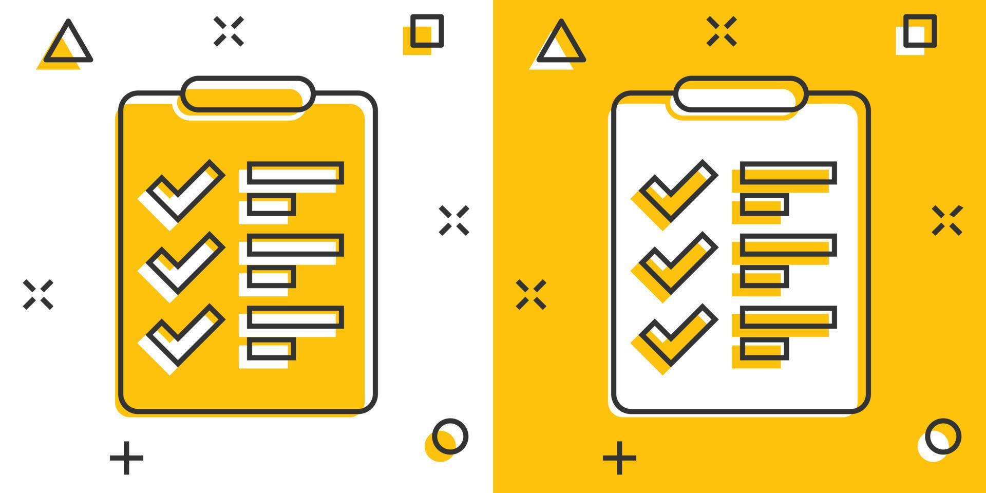 To do list icon in comic style. Document checklist cartoon vector ...