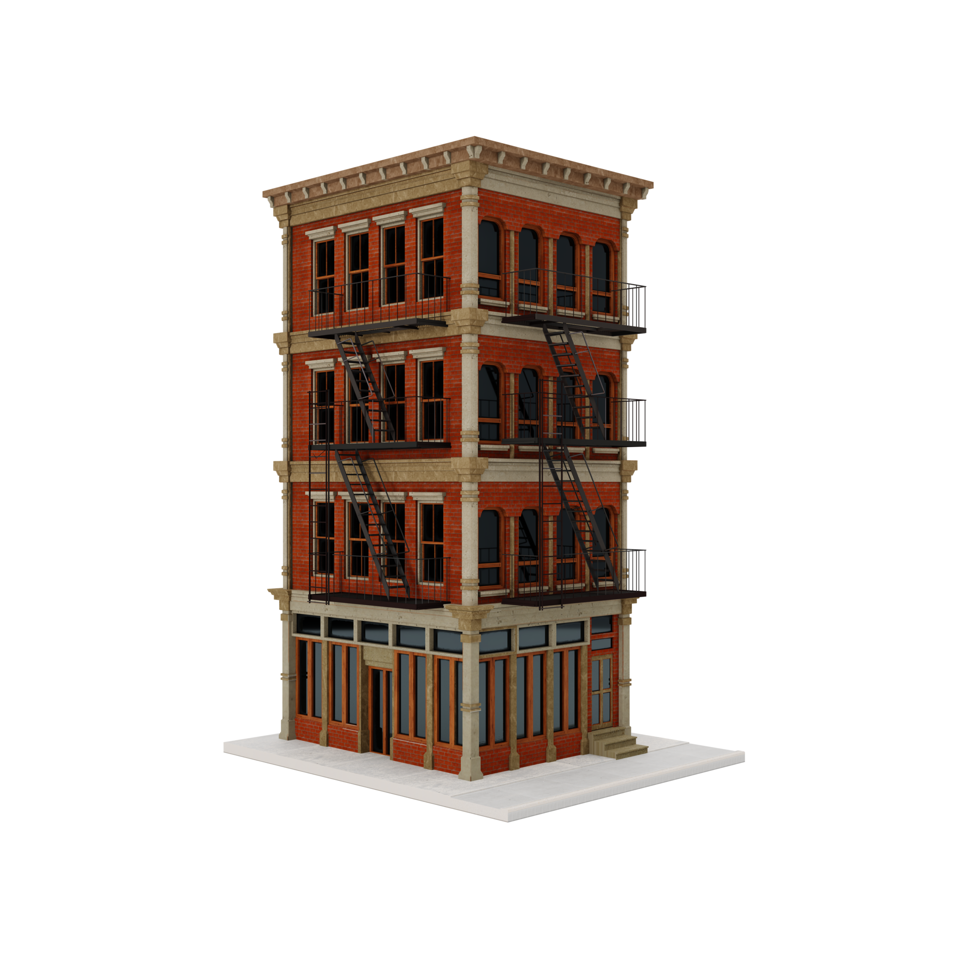 Free 3d american style company apartment or building model isolated ...