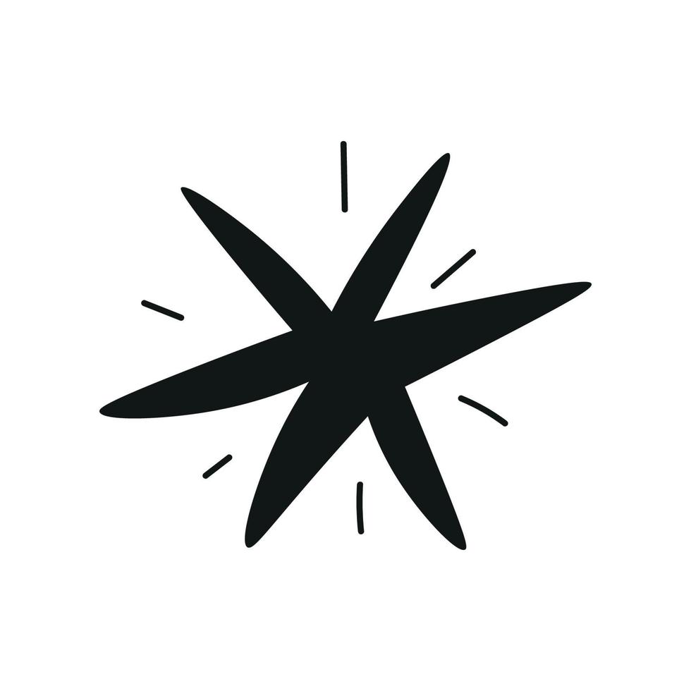 Hand drawn sparkling star. Retro abstract illustration with hand drawn sparkle for celebration ...