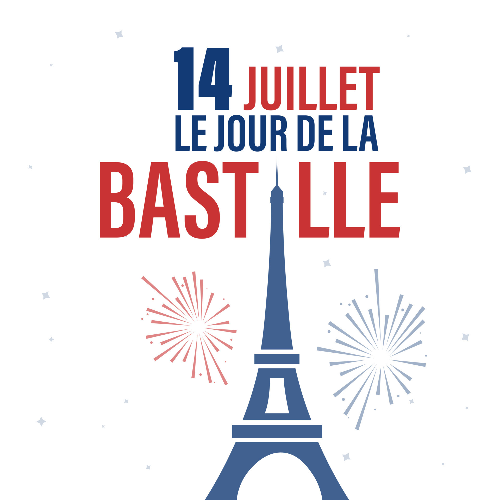 14th July, Happy Bastille Day. National Day of France. Eiffel tower, france flag colors elements ...