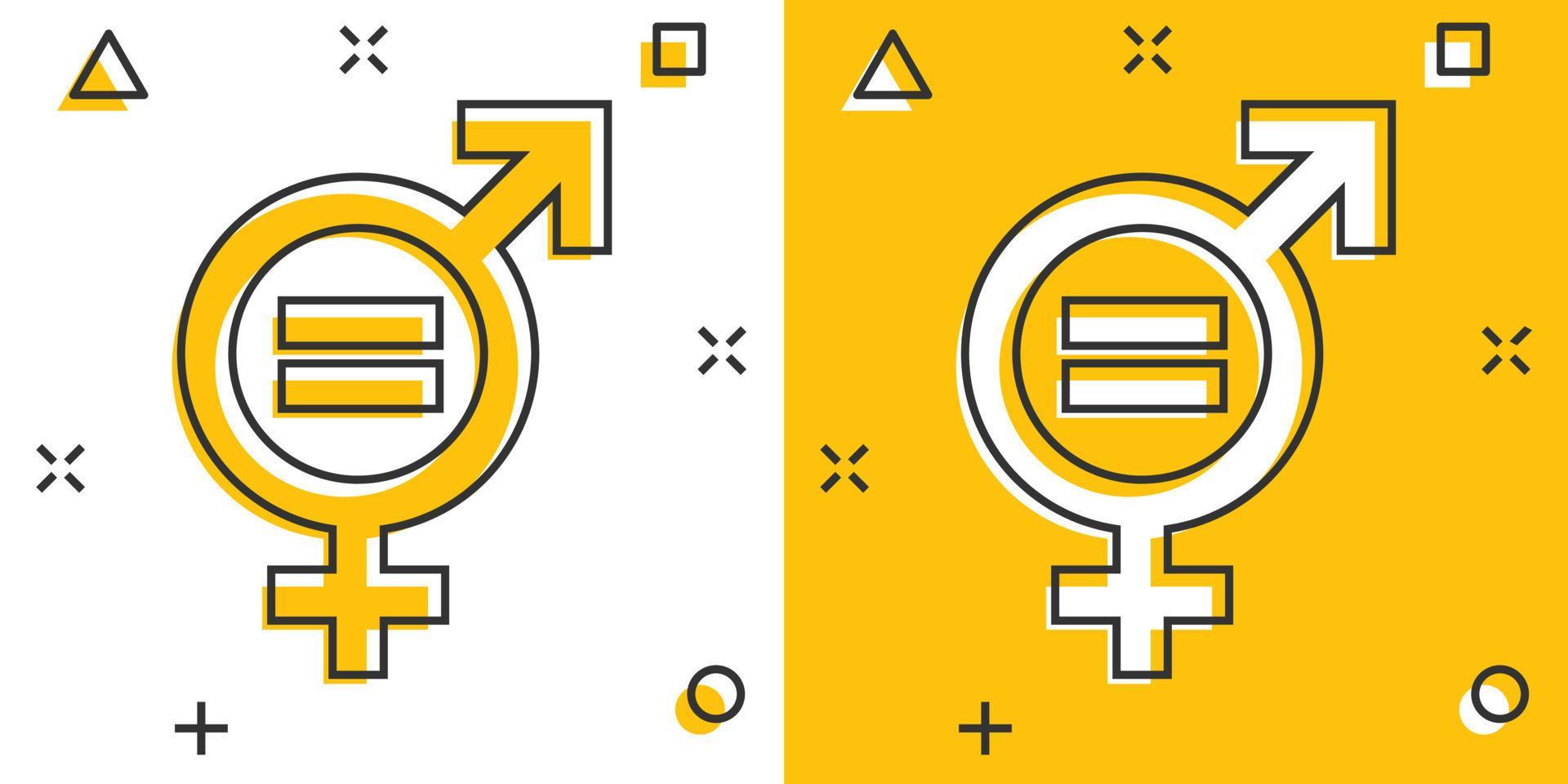 Vector Cartoon Gender Equal Icon In Comic Style Men And Women Sign