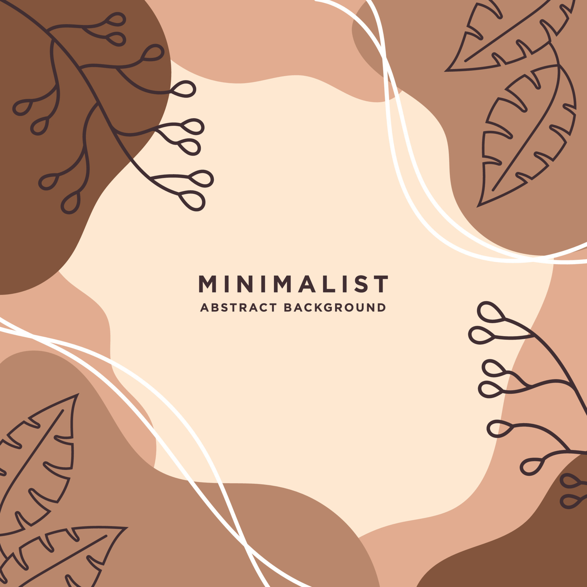 Hand drawn abstract minimalist background with leaves 18807777 Vector ...