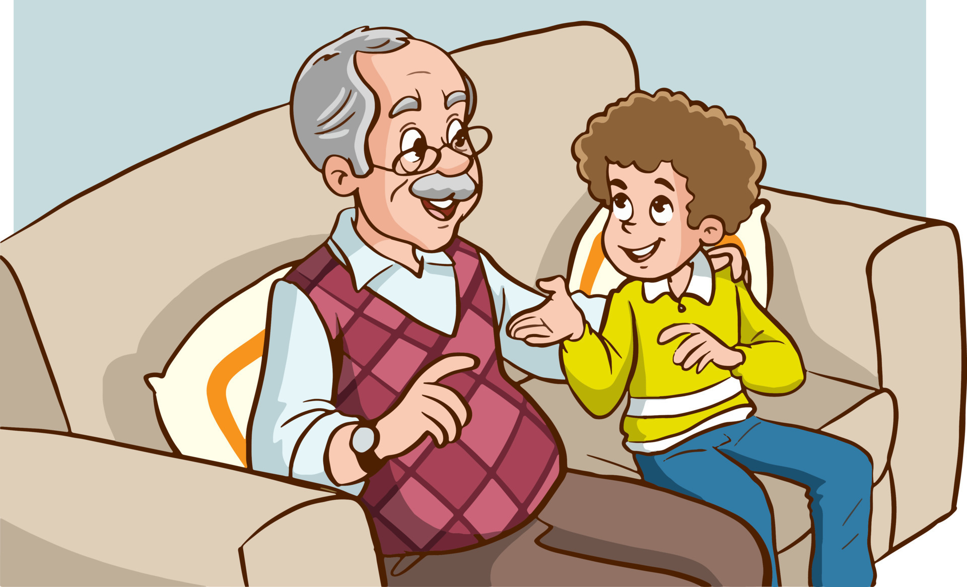 grandfather and grandson talking cartoon vector 18807823 Vector Art at Vecteezy