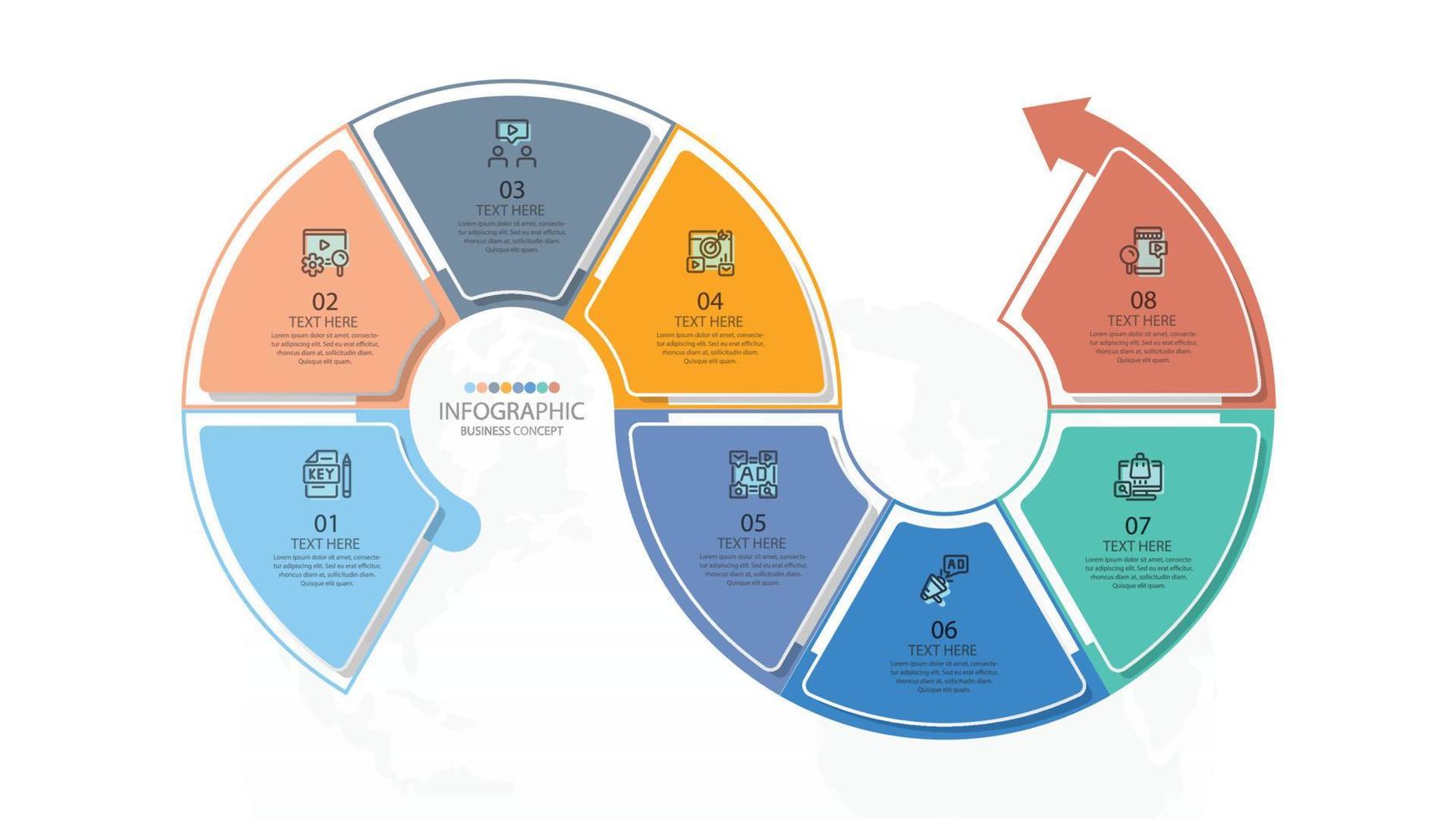 Infographic with 8 steps, process or options. 18808069 Vector Art at ...