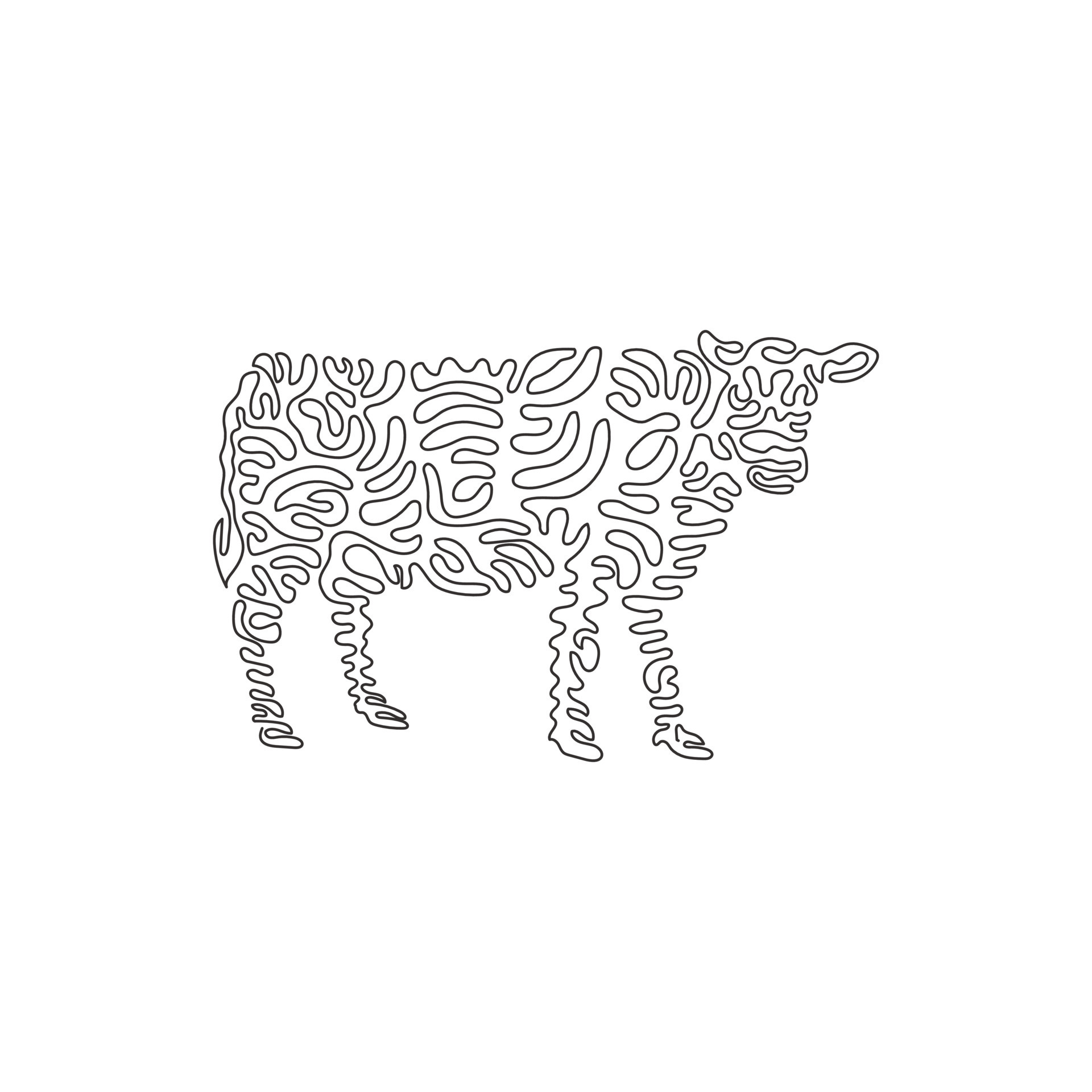 Continuous Curve One Line Drawing Of Cute Cow Curve Abstract Art