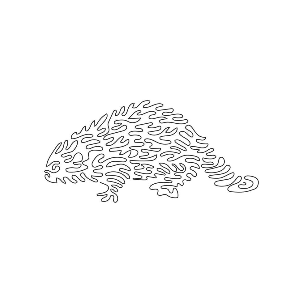 Continuous One Curve Line Drawing Of Funny Beaver Abstract Art Single