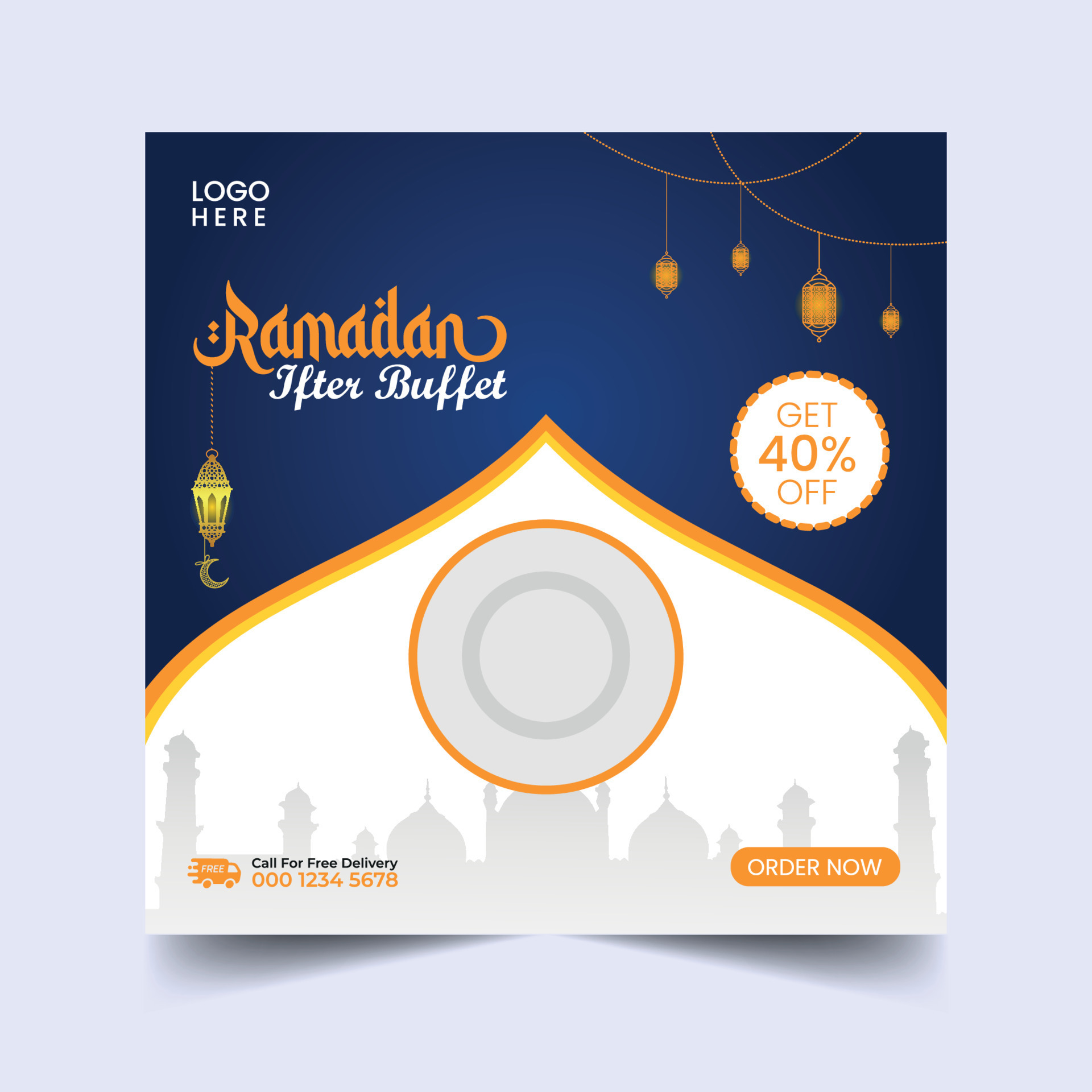 Ramadan Buffet Iftar Social Media Post Banner. Ramadan Theme Food ...
