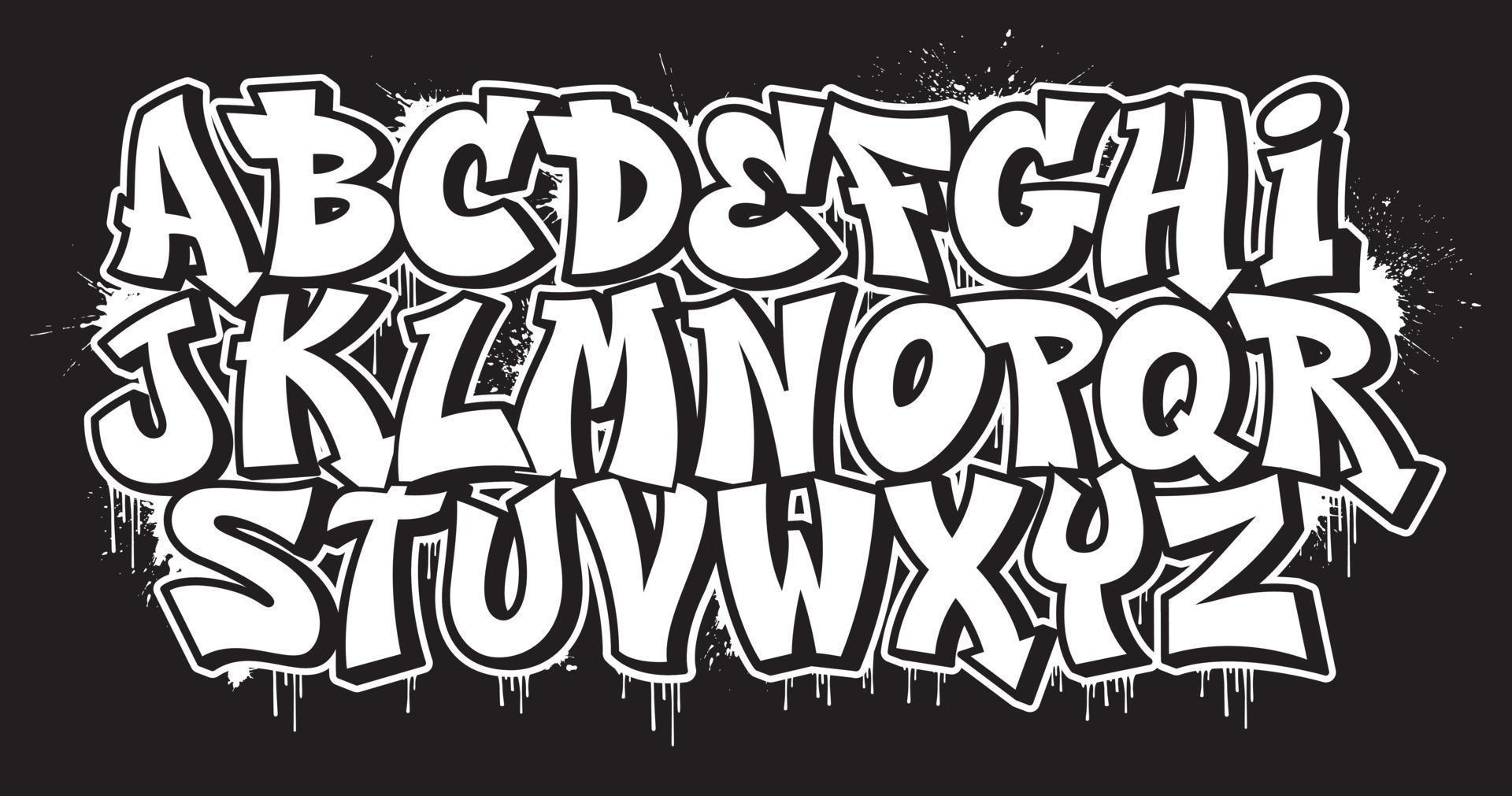 Black and white decorative font in graffiti style with spray effect 18814038 Vector Art at Vecteezy
