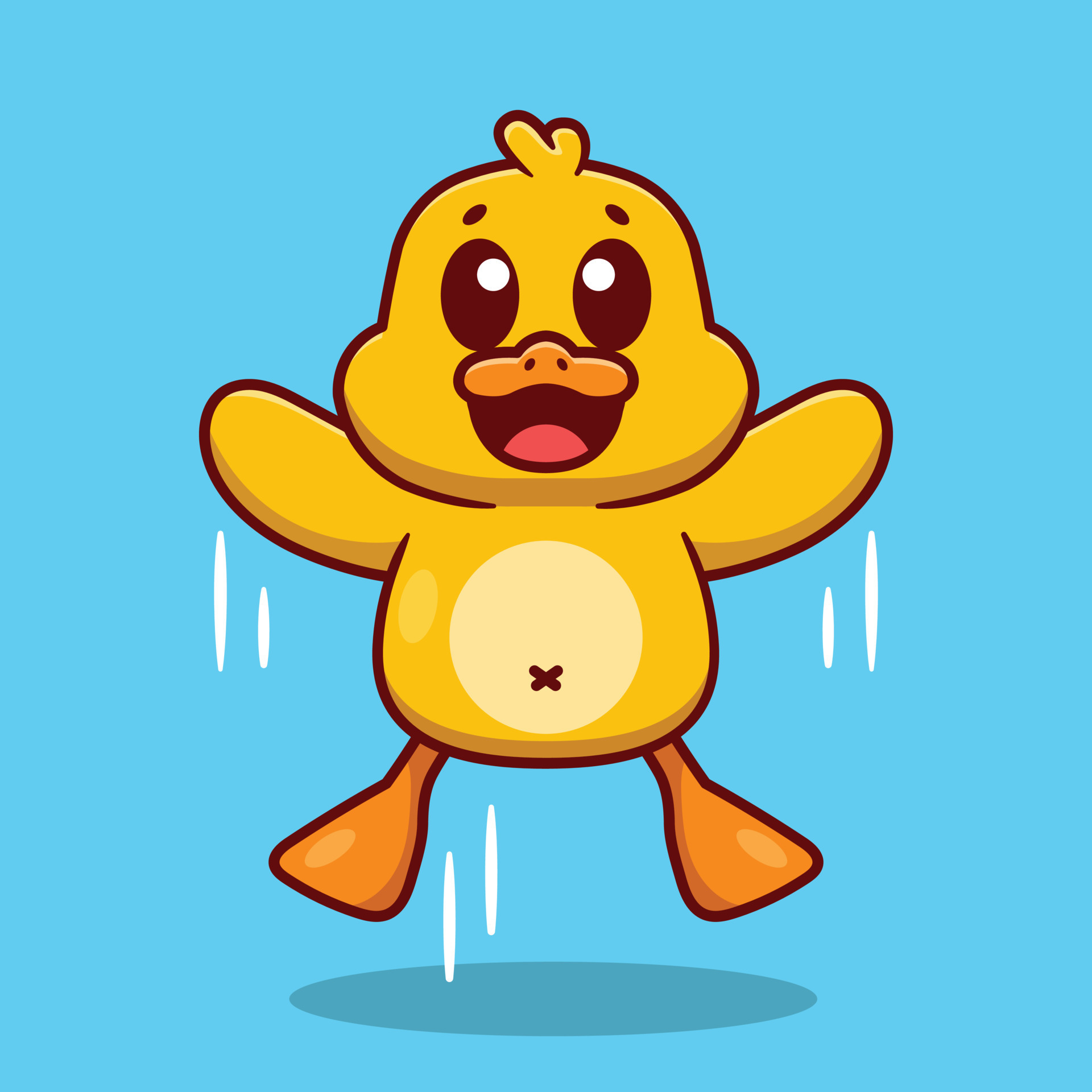 Cute Duck Character Cartoon Mascot Is Jumping 18815071 Vector Art At Vecteezy