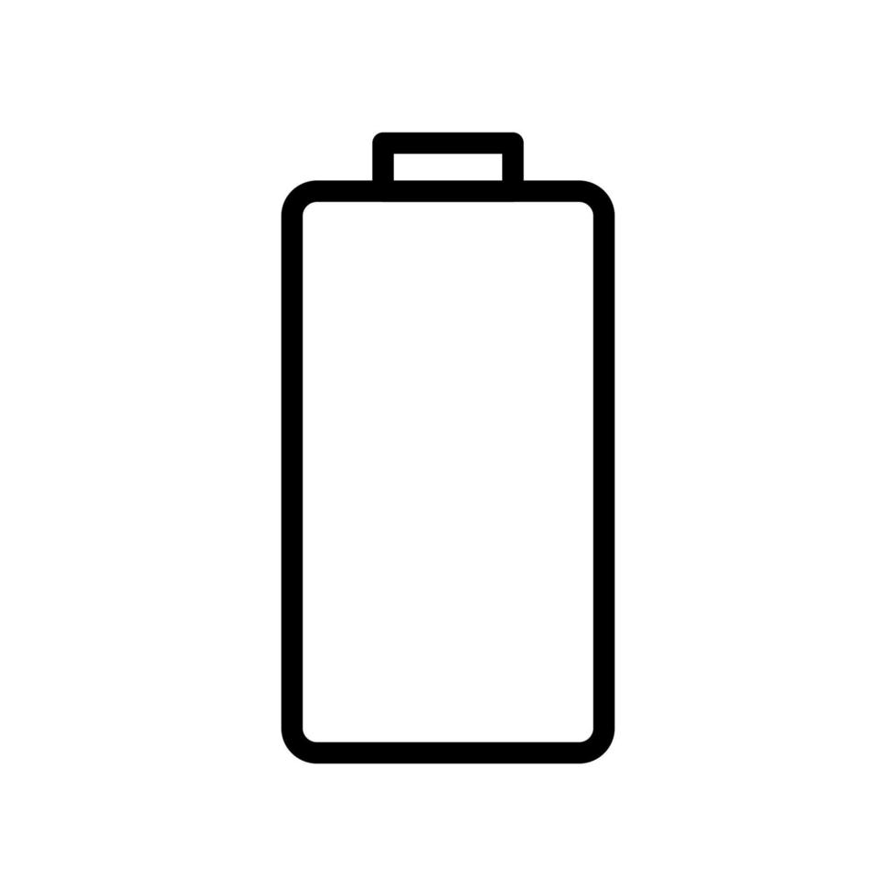 Empty battery icon line isolated on white background. Black flat thin icon on modern outline ...