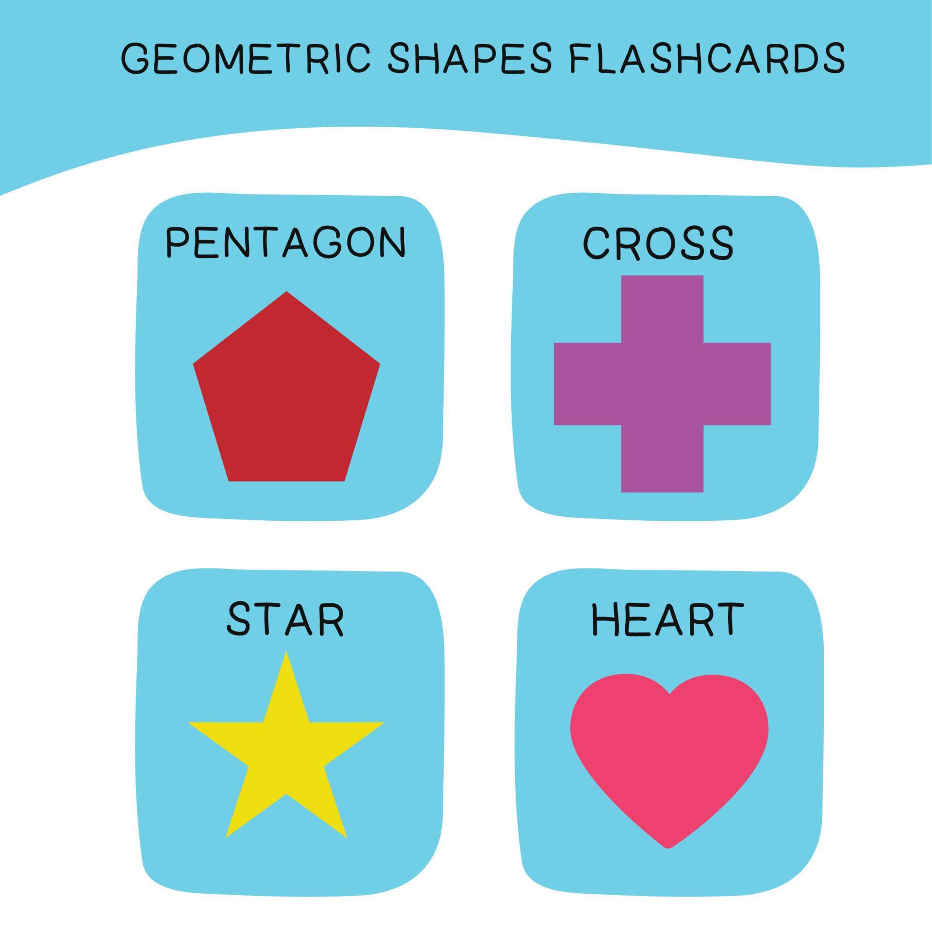 Geometric shapes name flashcards. Different shapes. Educational ...