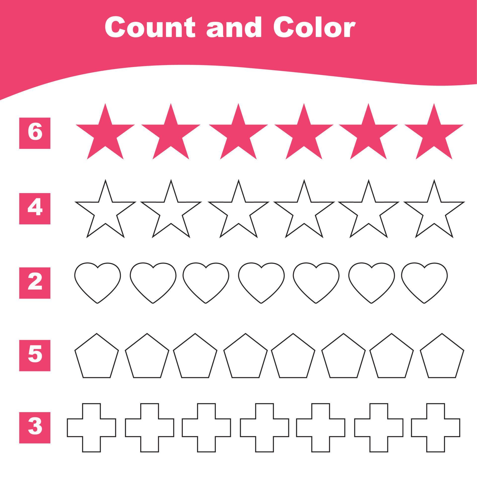 Count and Color worksheet for children. Educational printable about ...
