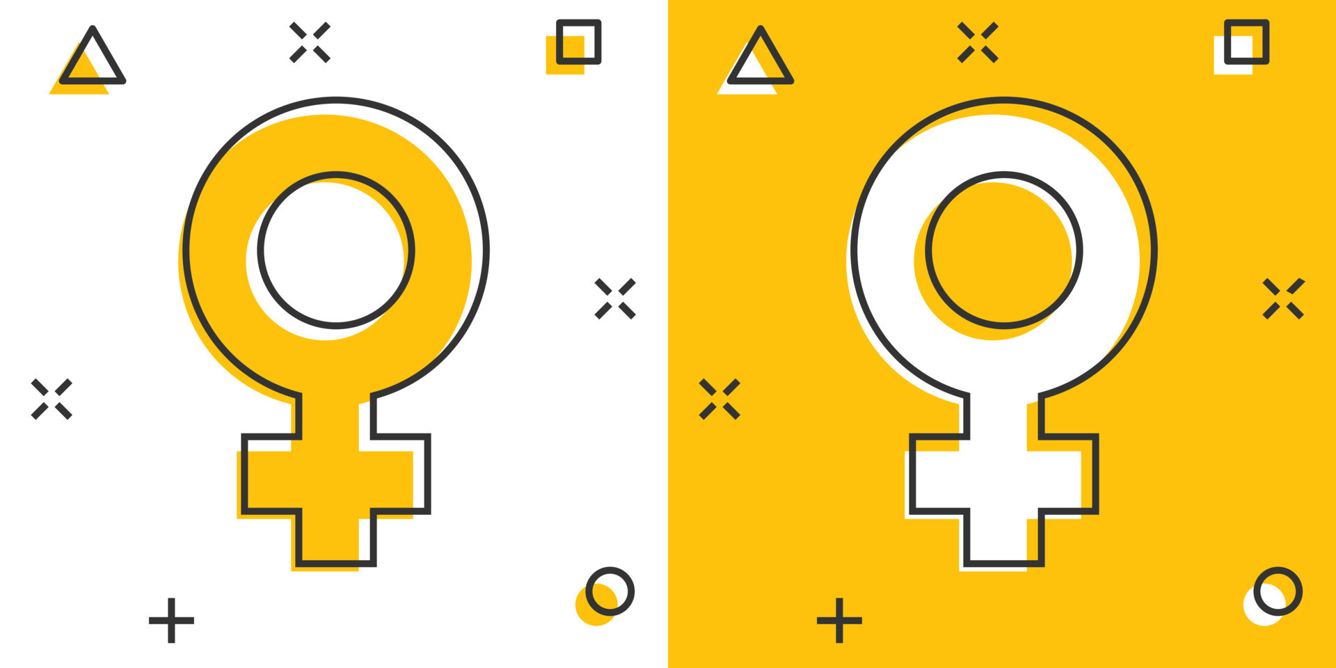 Vector Cartoon Female Sex Symbol Icon In Comic Style Women Gender