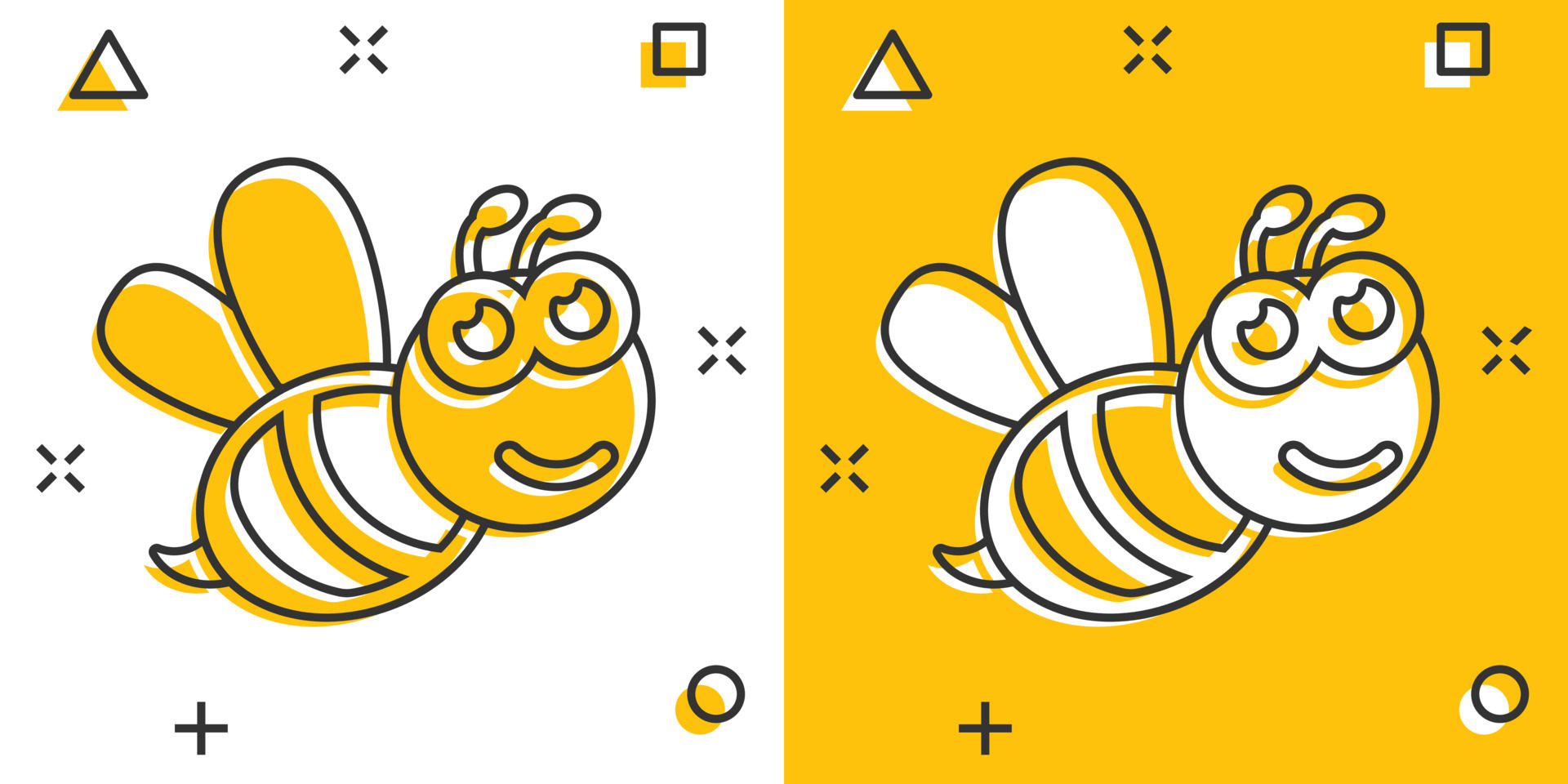 icono de abeja de dibujos animados de vector en estilo cómico. Pictograma de ilustración de ...