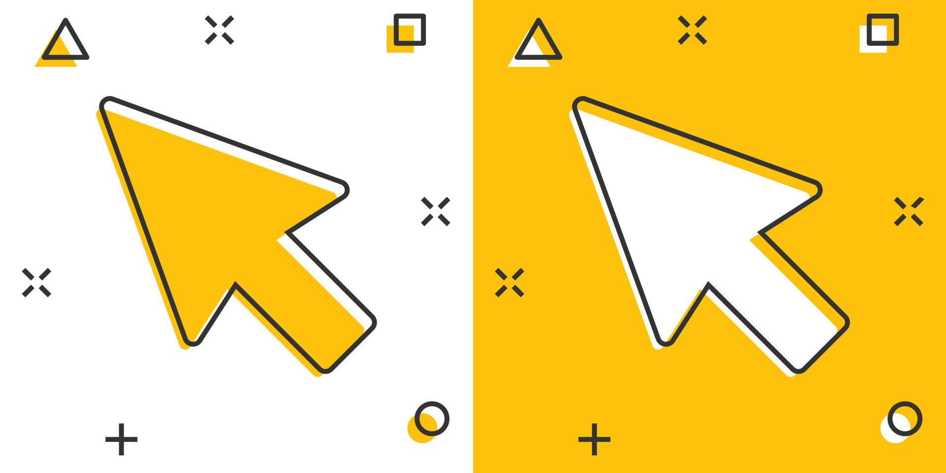 Computer Mouse Cursor Icon In Comic Style Arrow Cursor Vector Cartoon Illustration Pictogram