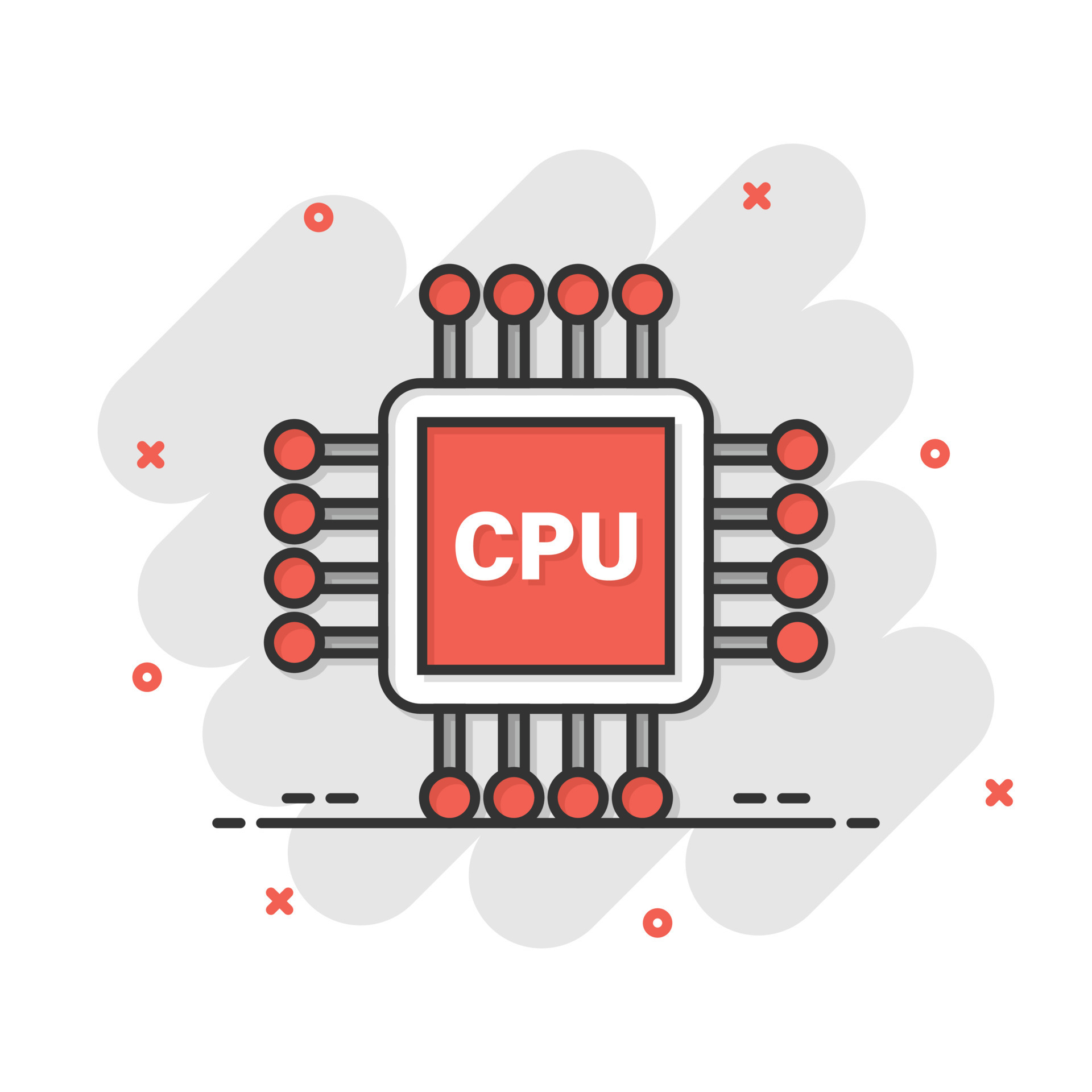 Computer Cpu Icon In Flat Style Circuit Board Vector Illustration On