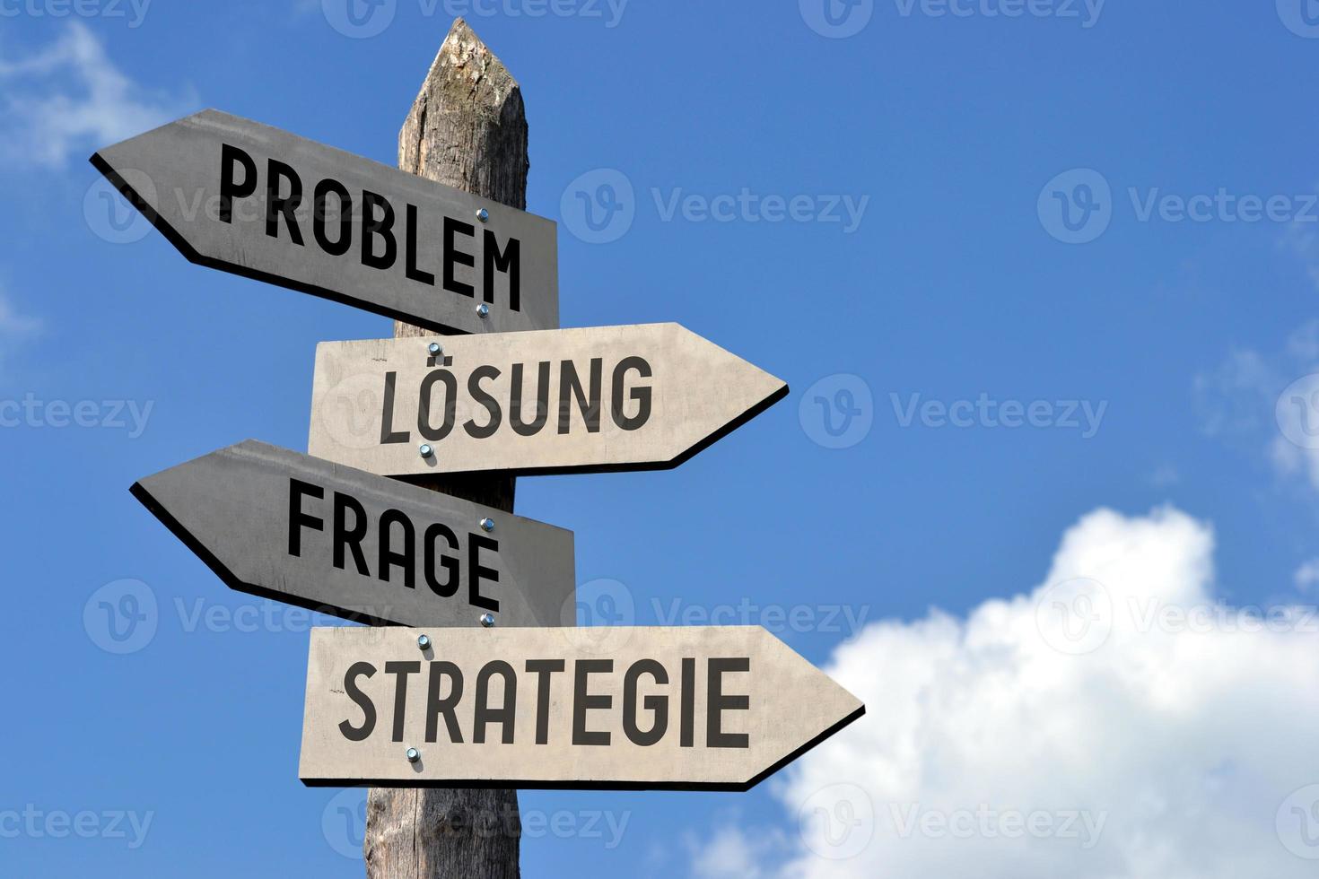 Problem, Solution, Question and Strategy in German - Wooden Signpost ... Problem, Solution, Question and Strategy in German - Wooden Signpost ...