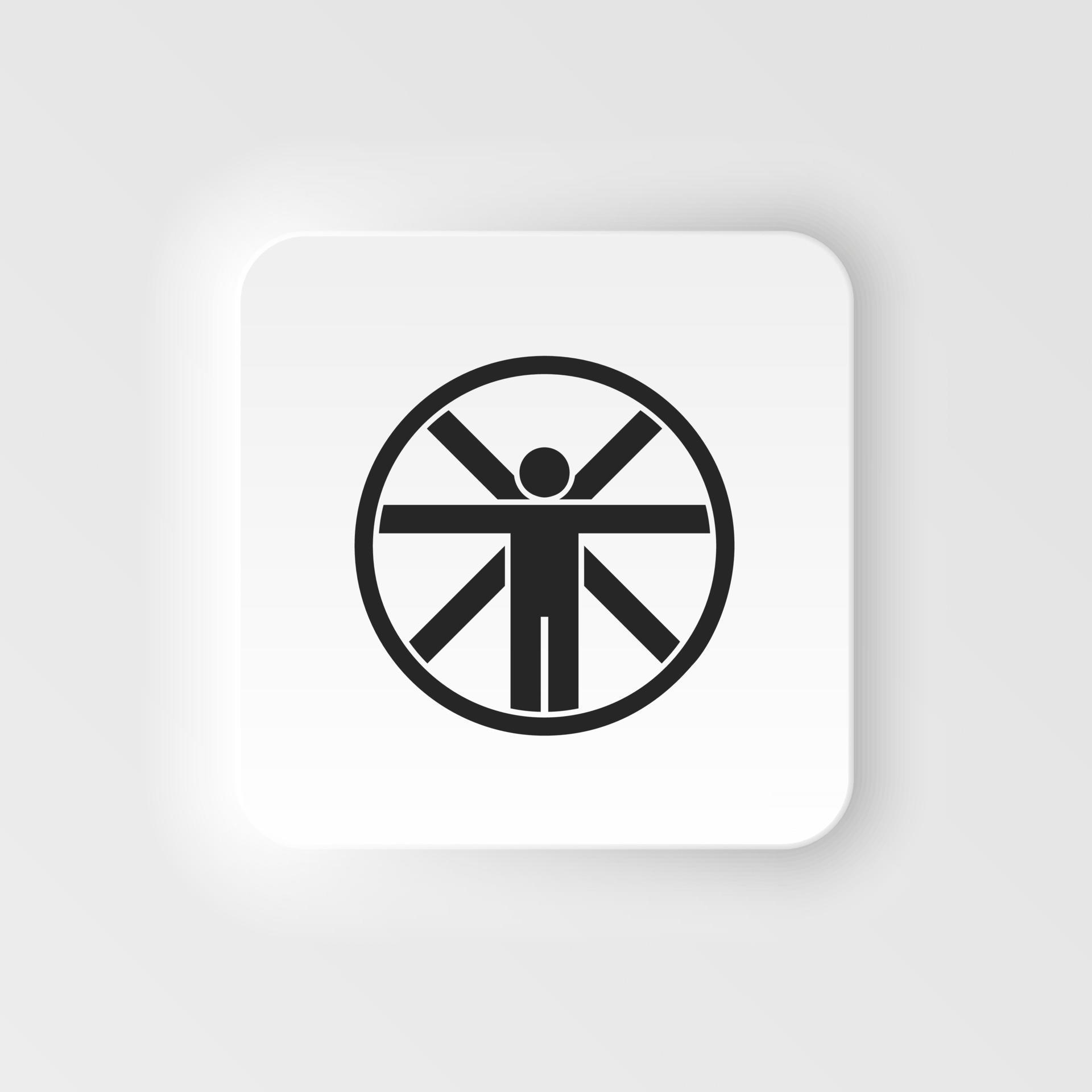 Vitruvian Man Bioengineering Neumorphic Style Vector Icon