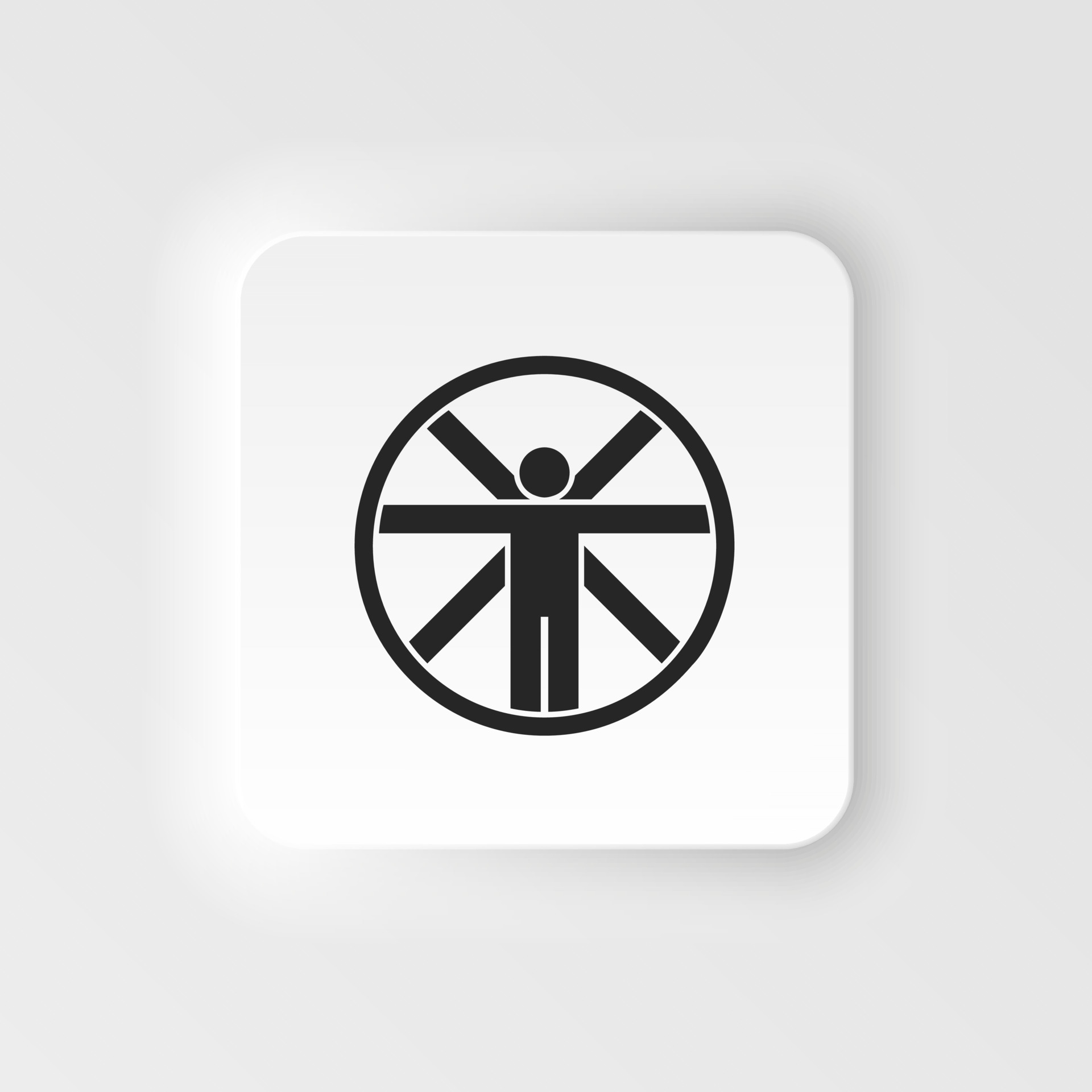 Vitruvian Man Bioengineering Neumorphic Style Vector Icon