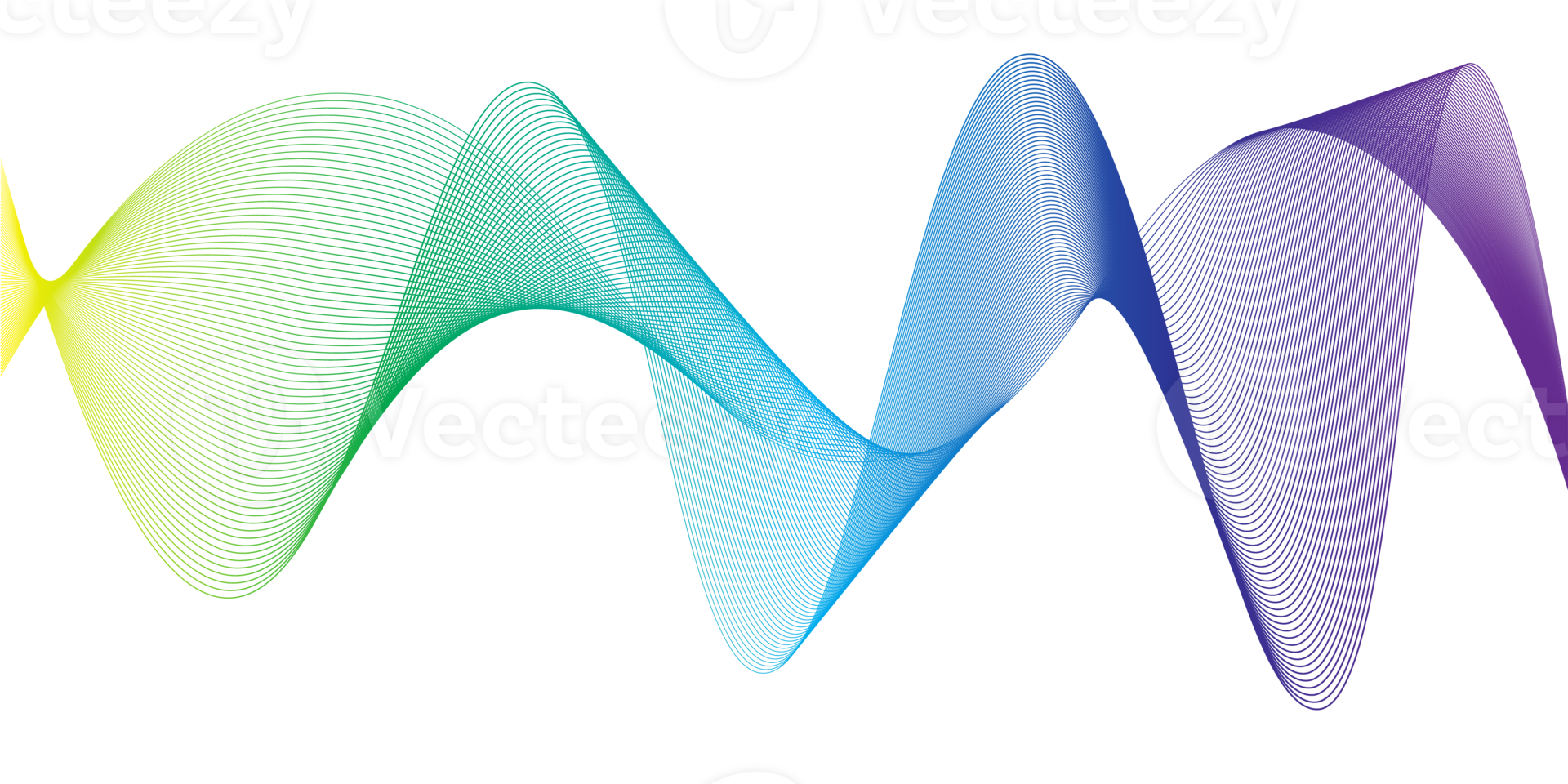 Wave lines smooth flowing dynamic multicolor gradient isolated on transparent background ...