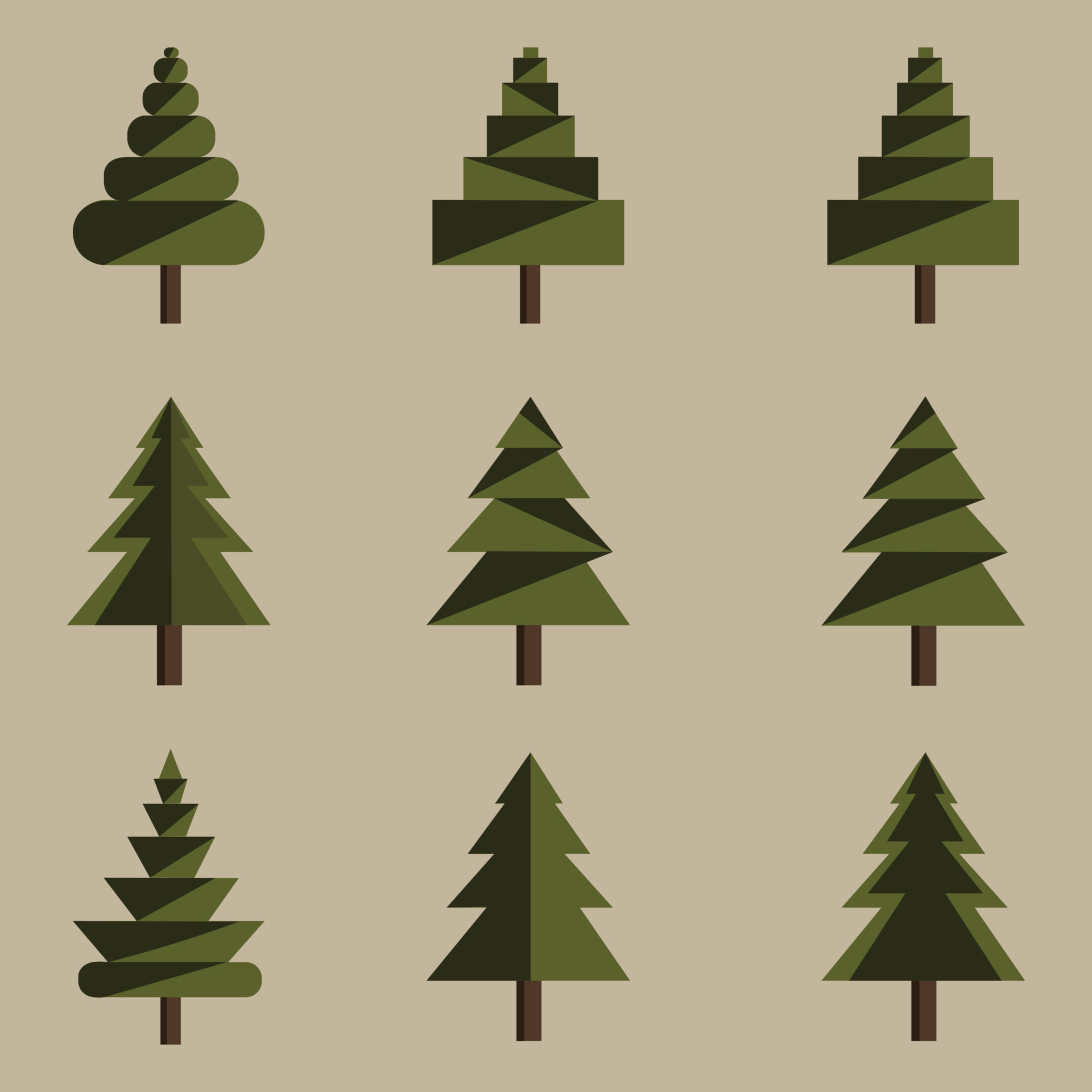 green pine tree set vector 18838804 Vector Art at Vecteezy