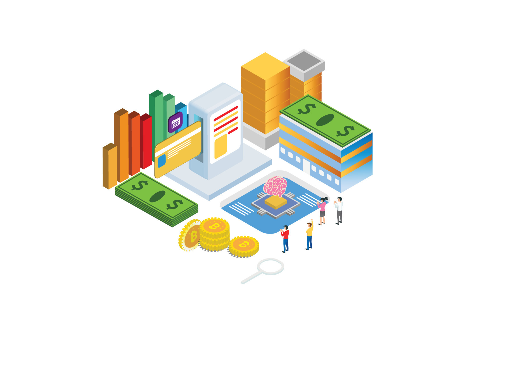 Modern Isometric Business To Business Illustration Web Banners Suitable For Diagrams