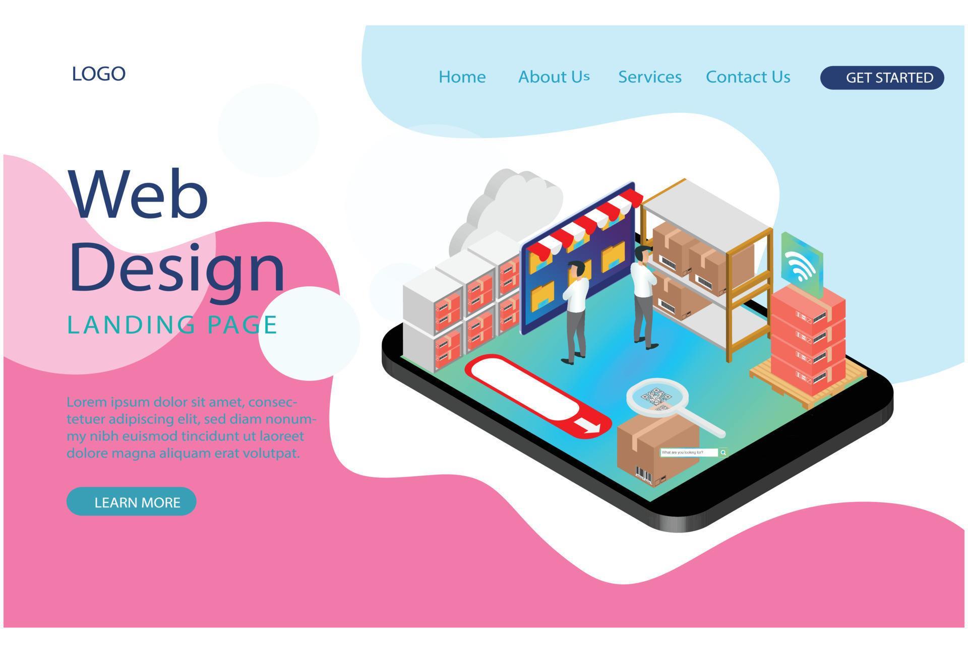 Website template design. Modern Isometric Product Inventory ...