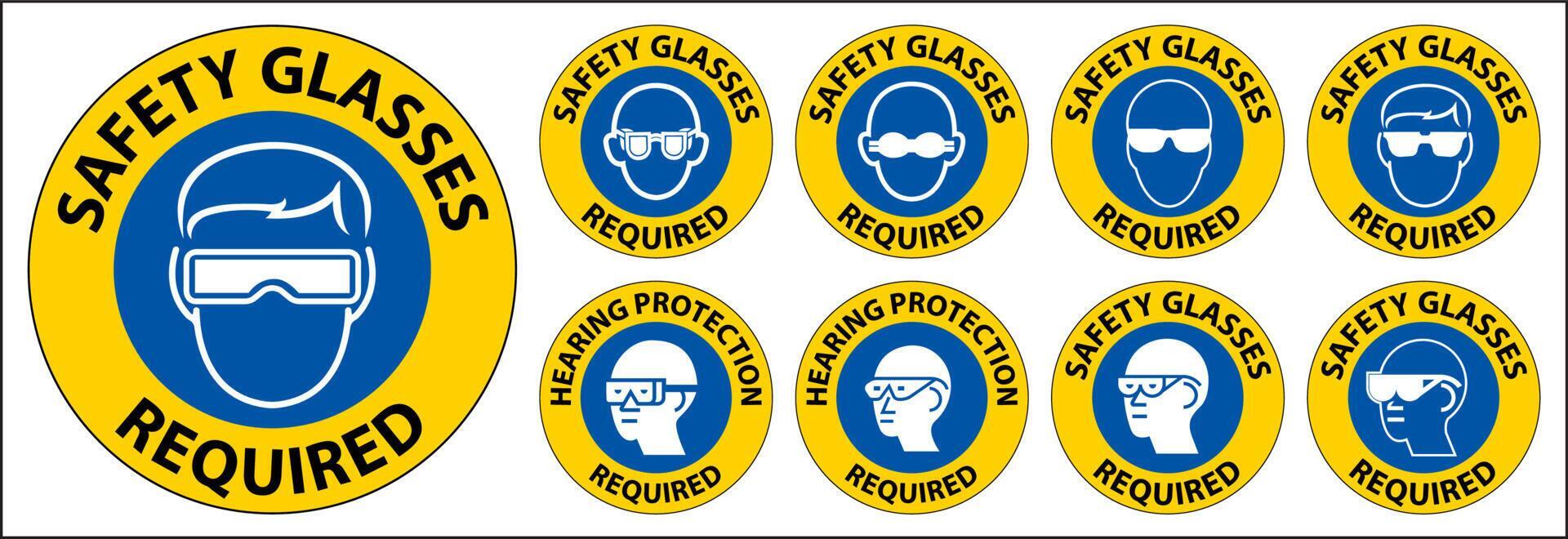 Label Floor Sign Safety Glasses Required 18840556 Vector Art At Vecteezy