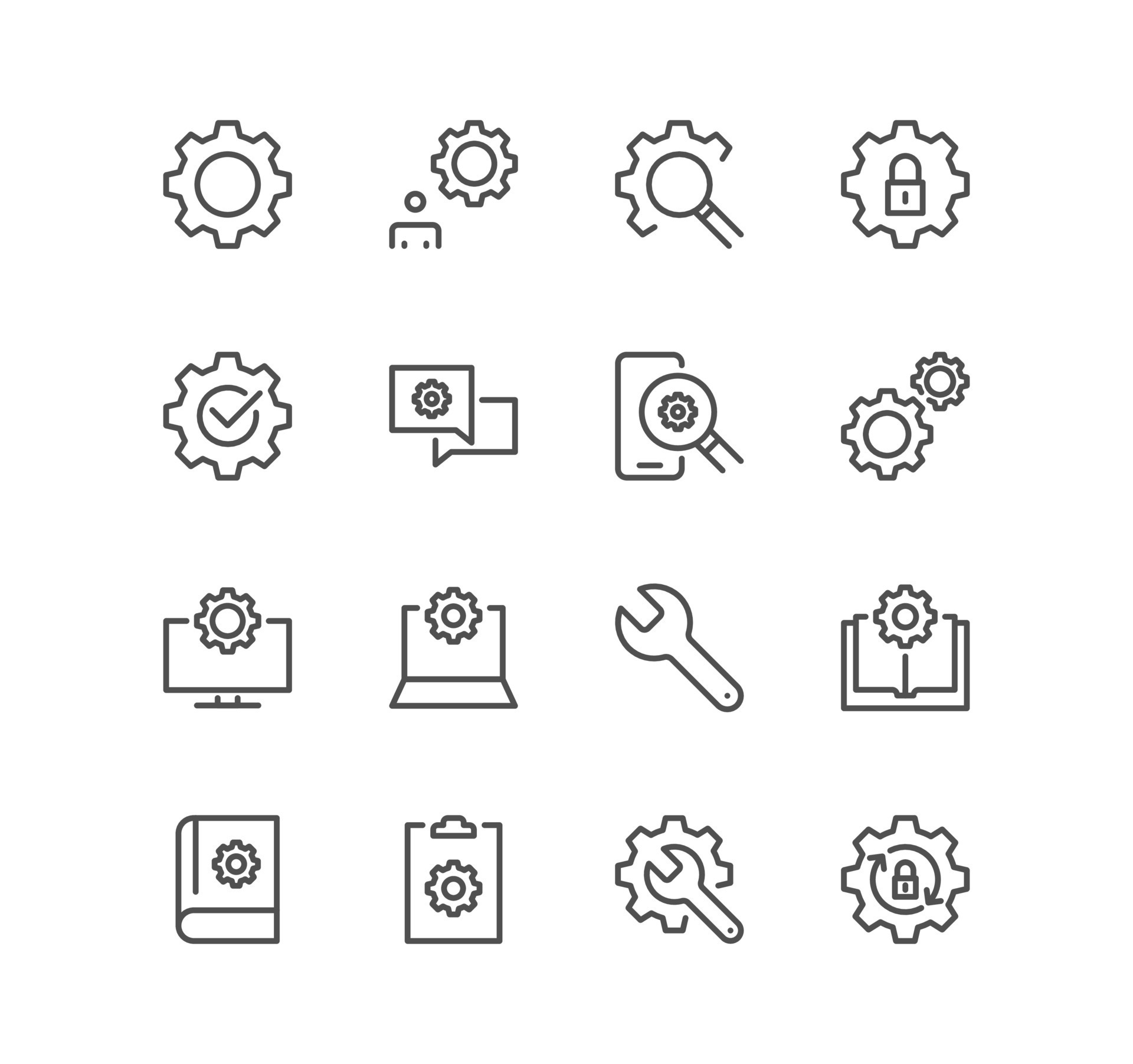 Set Of Settings And Controls Related Icons Account Setup Install Gears And Linear Variety