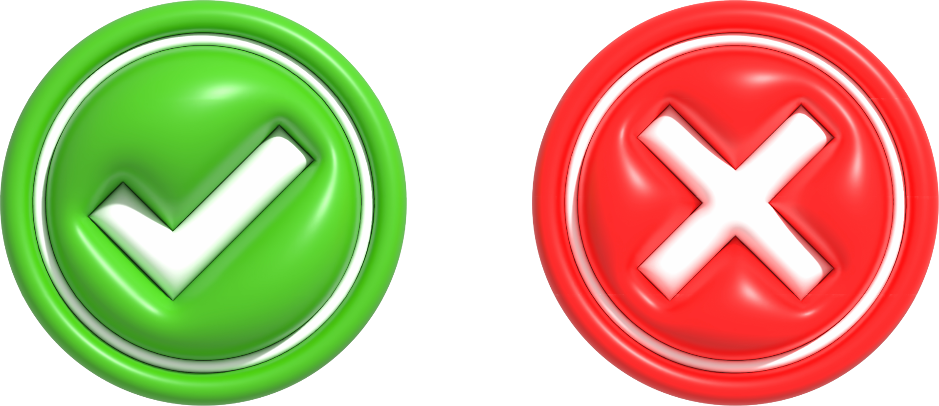 Realistic right and wrong, yes or no, approved or declined 3D Button. Acceptance, Rejection and ...