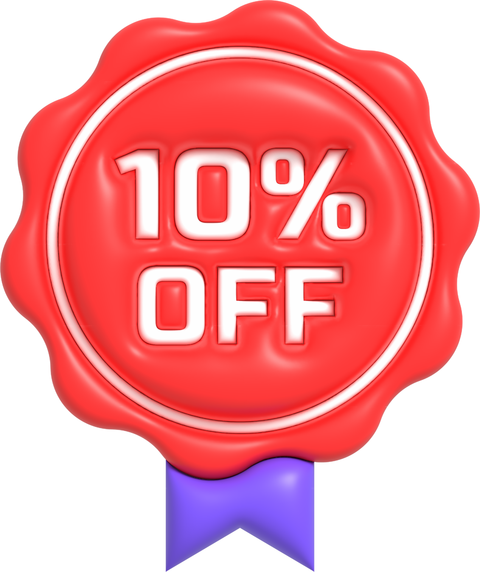 Sale off 3D icon, Special offer discount with the price 10 percent OFF. Red label for ...