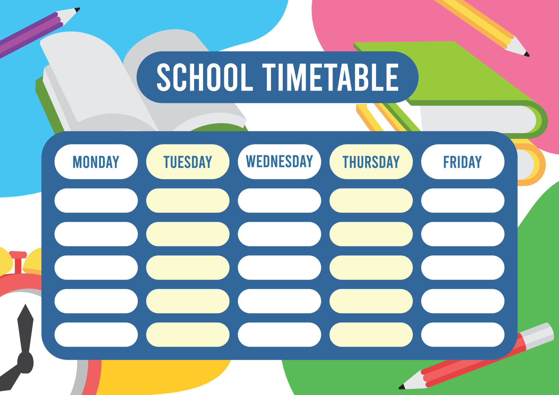Ready to print School timetable template, ready to print 18848592 ...
