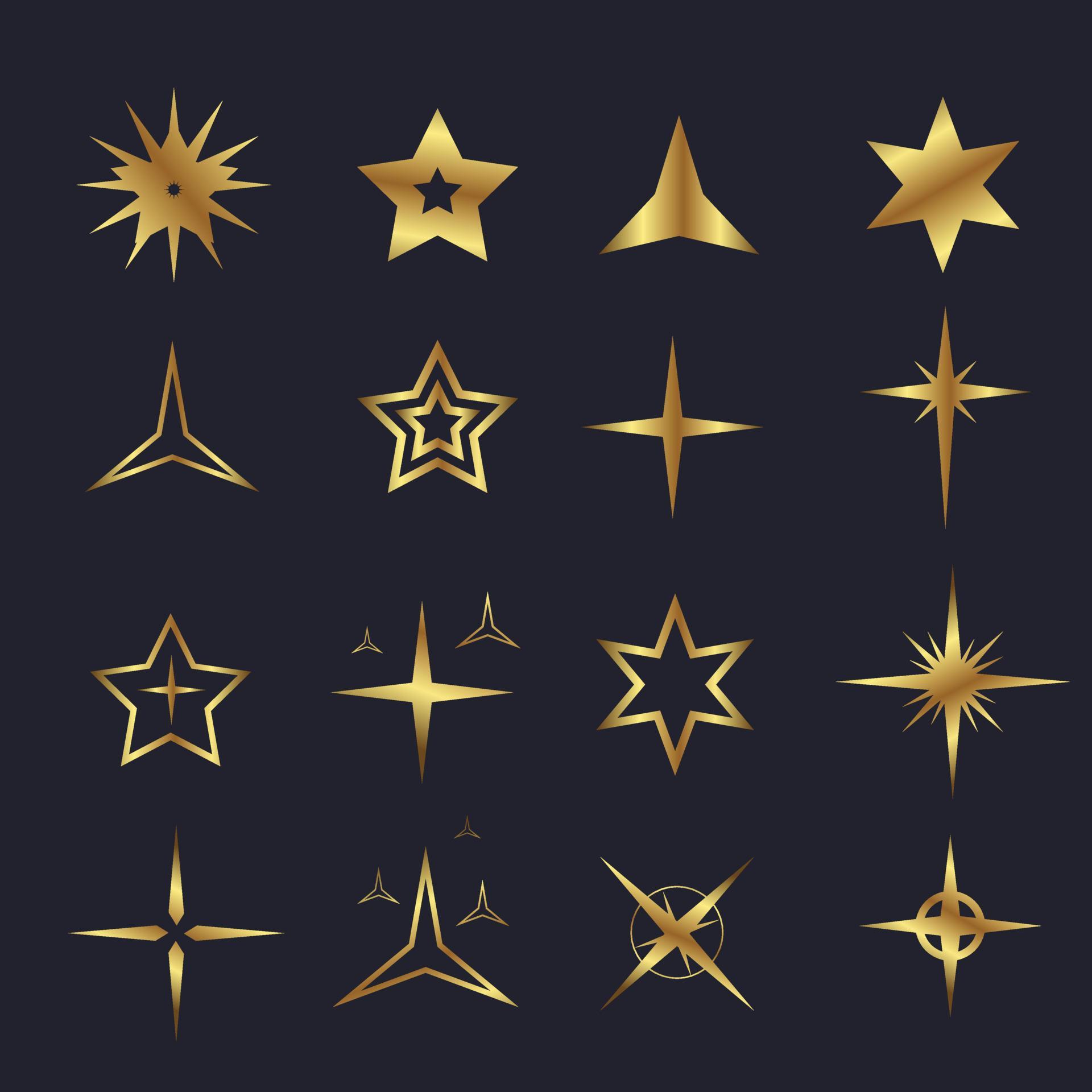 Set of gold star bright and golden Universe Infographics, star light ...