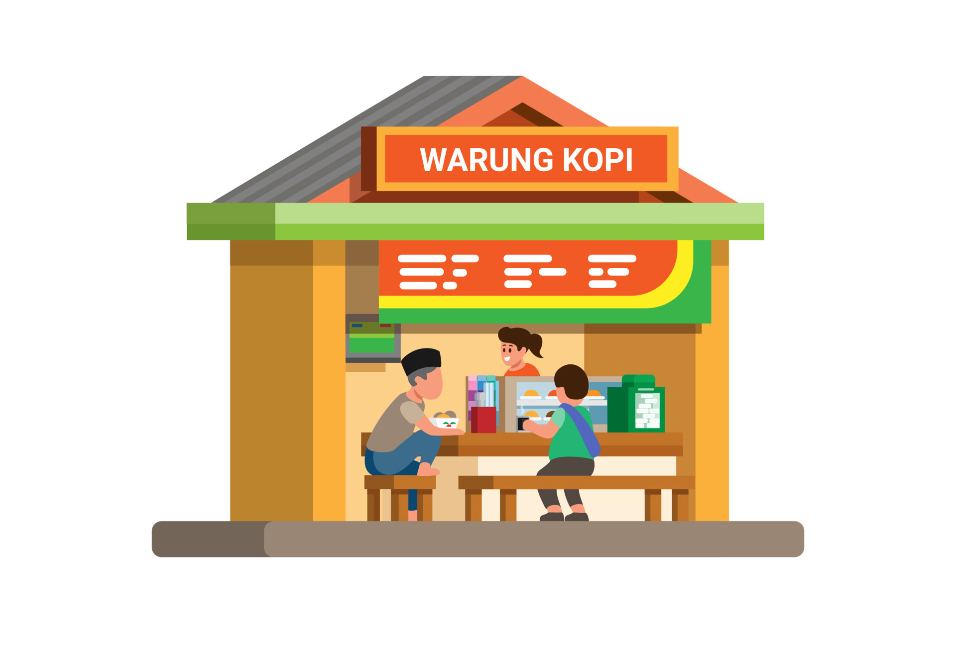 Warung Kopi Es Una Cafetería Tradicional Indonesia Que Construye Un Vector De Ilustración De