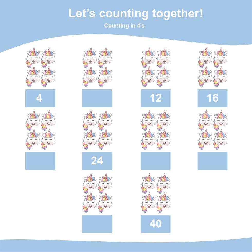 Counting unicorn game for children. Multiplying mathematic worksheet ...