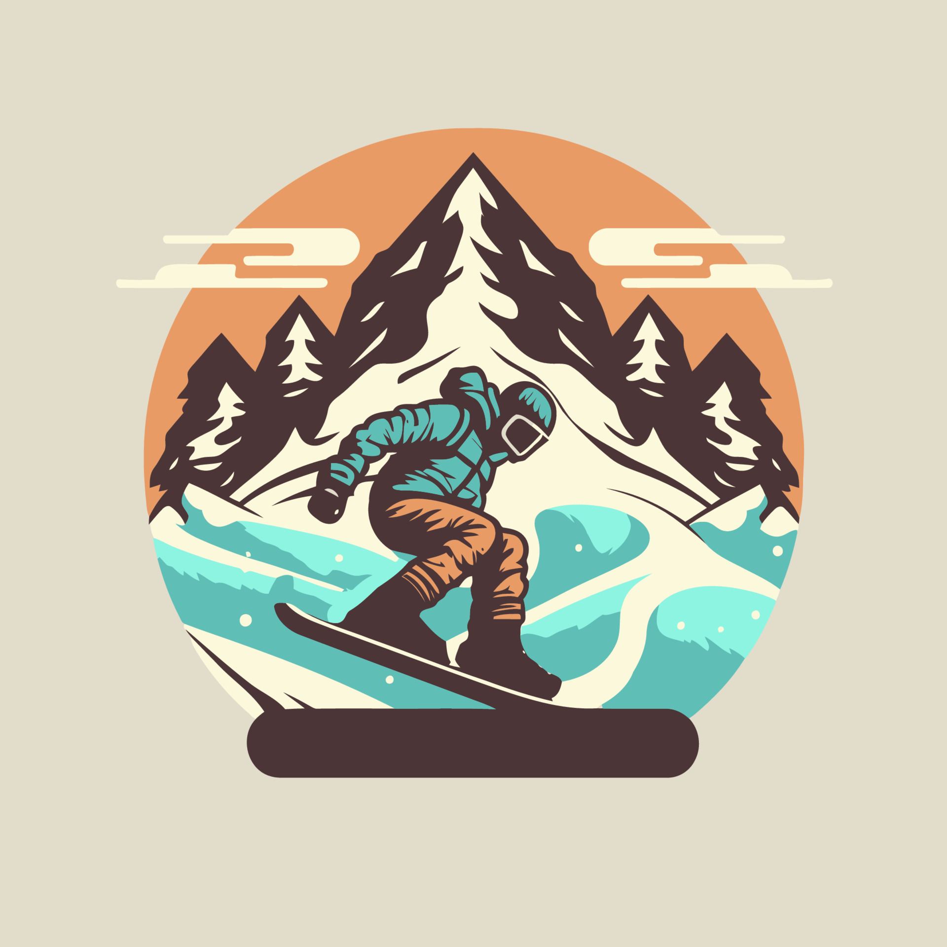 ilustración vectorial de diseño de logotipo de snowboard, conceptos ...
