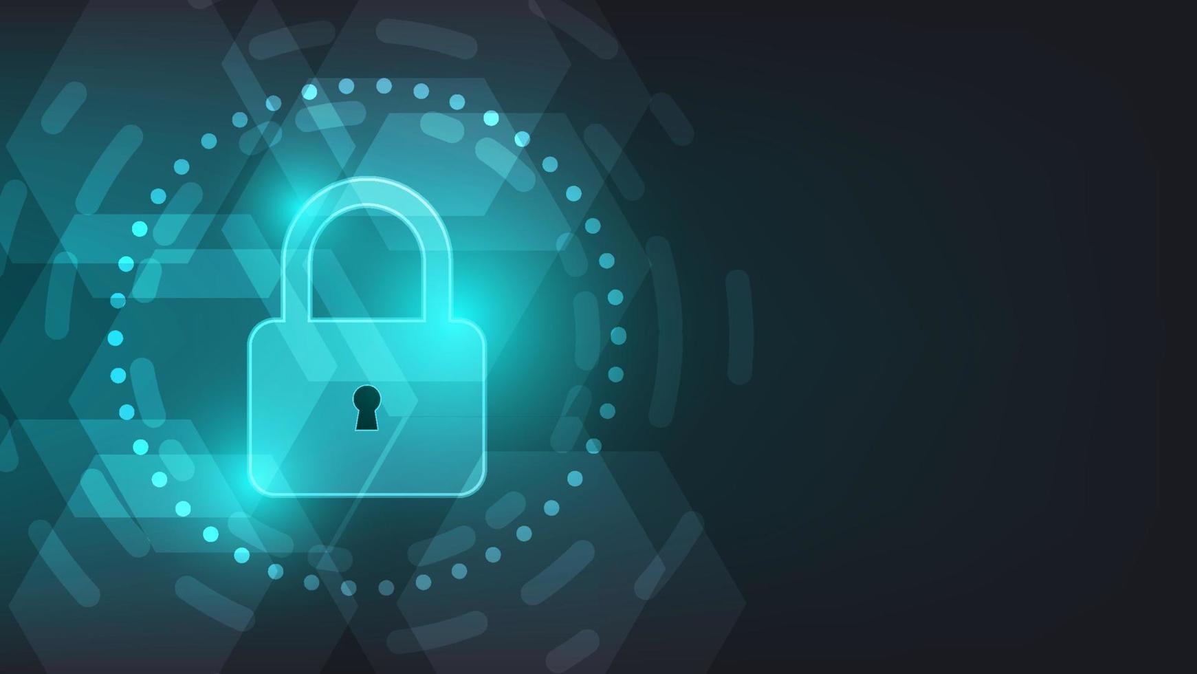 Digital Padlock With Virtual Screen On Dark Background Cyber Security Technology Fraud