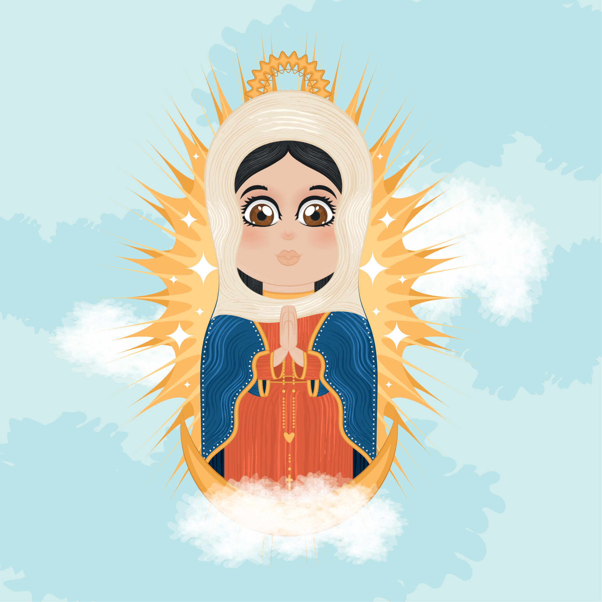 Isolated Cute Virgin Mary Character Vector 18860971 Vector Art At Vecteezy